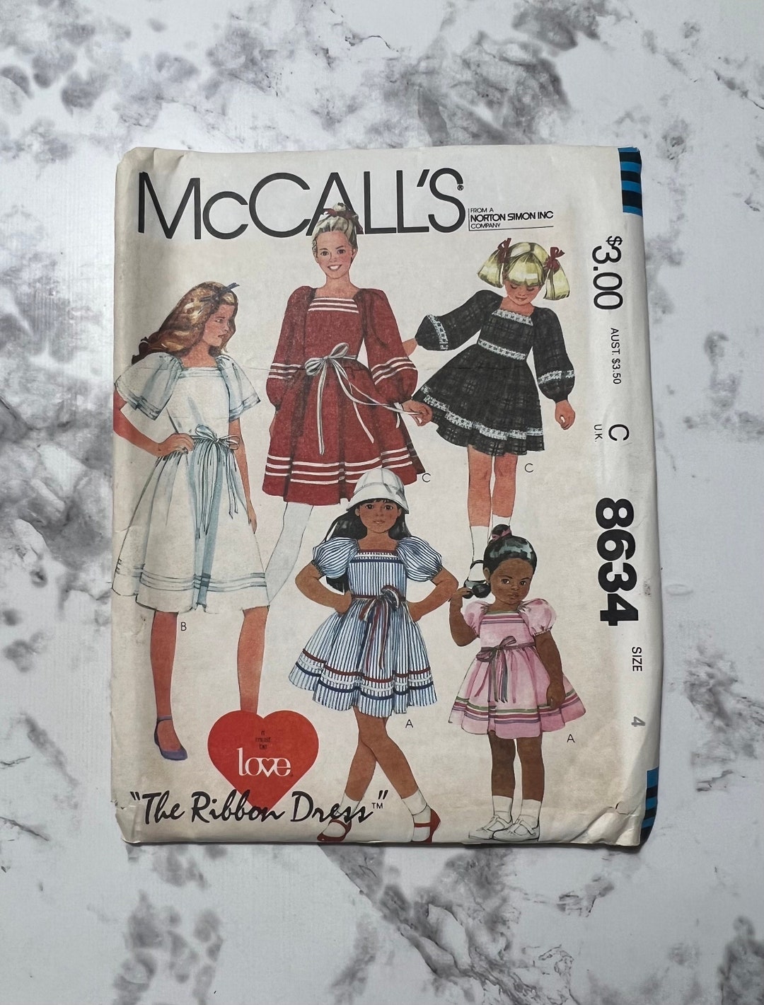 80s the Ribbon Dress Children's and Girl's Dress Pattern, Long or Short ...