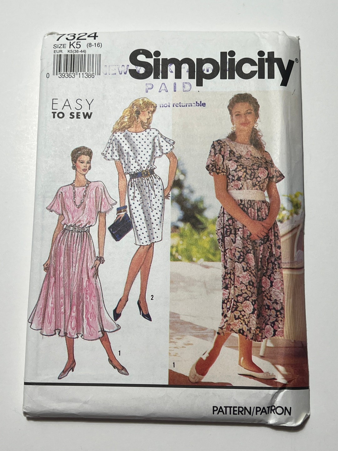 90s Easy to Sew Dress Pattern, Short Sleeve Midi Dress With Elastic ...