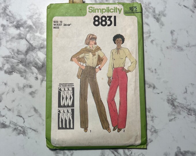 70s Misses' Proportioned Pants Pattern, Straight Leg Misses' Trousers ...