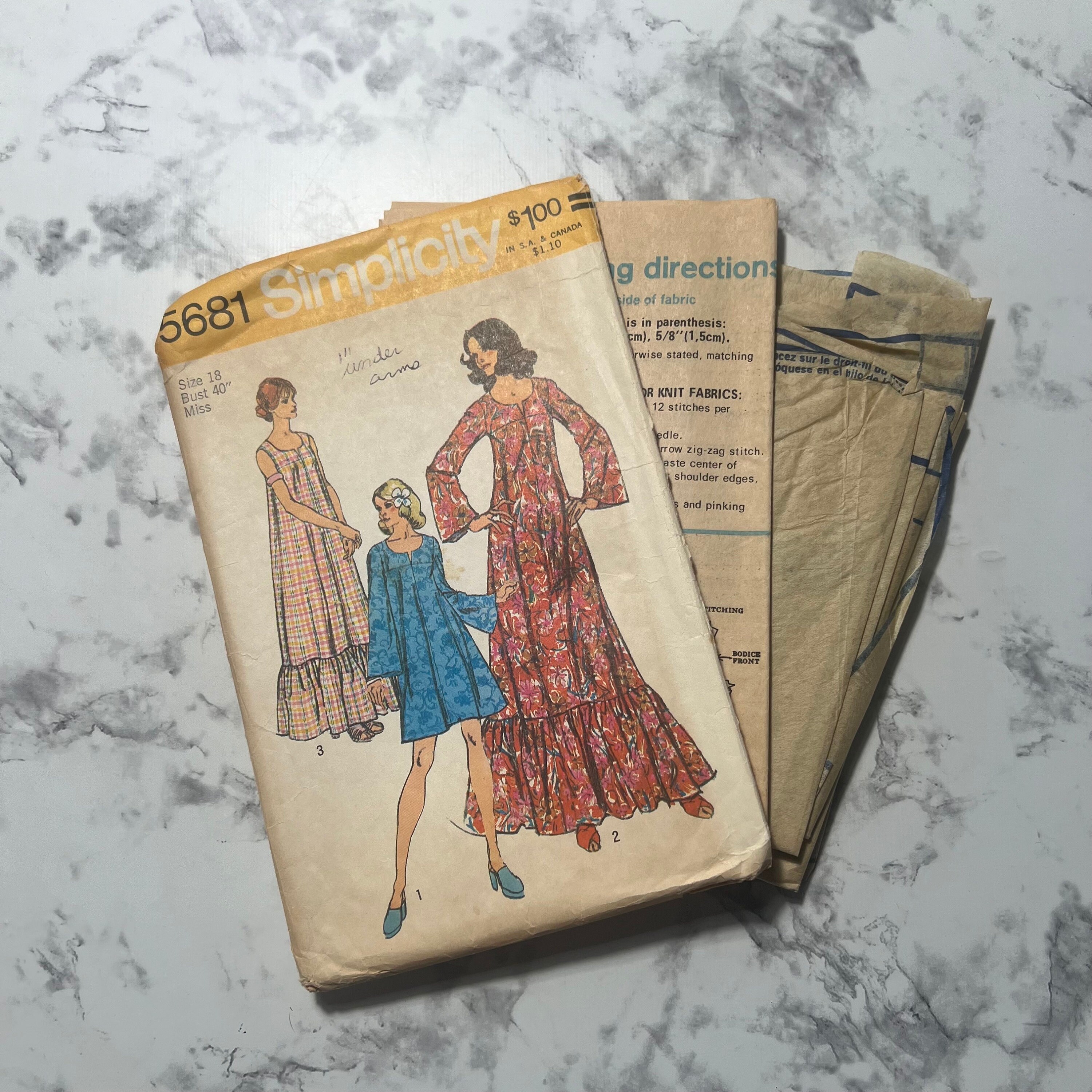 70s Misses' Muu-muu Pattern in 2 Lengths, Long or Short Length Muu-muu ...