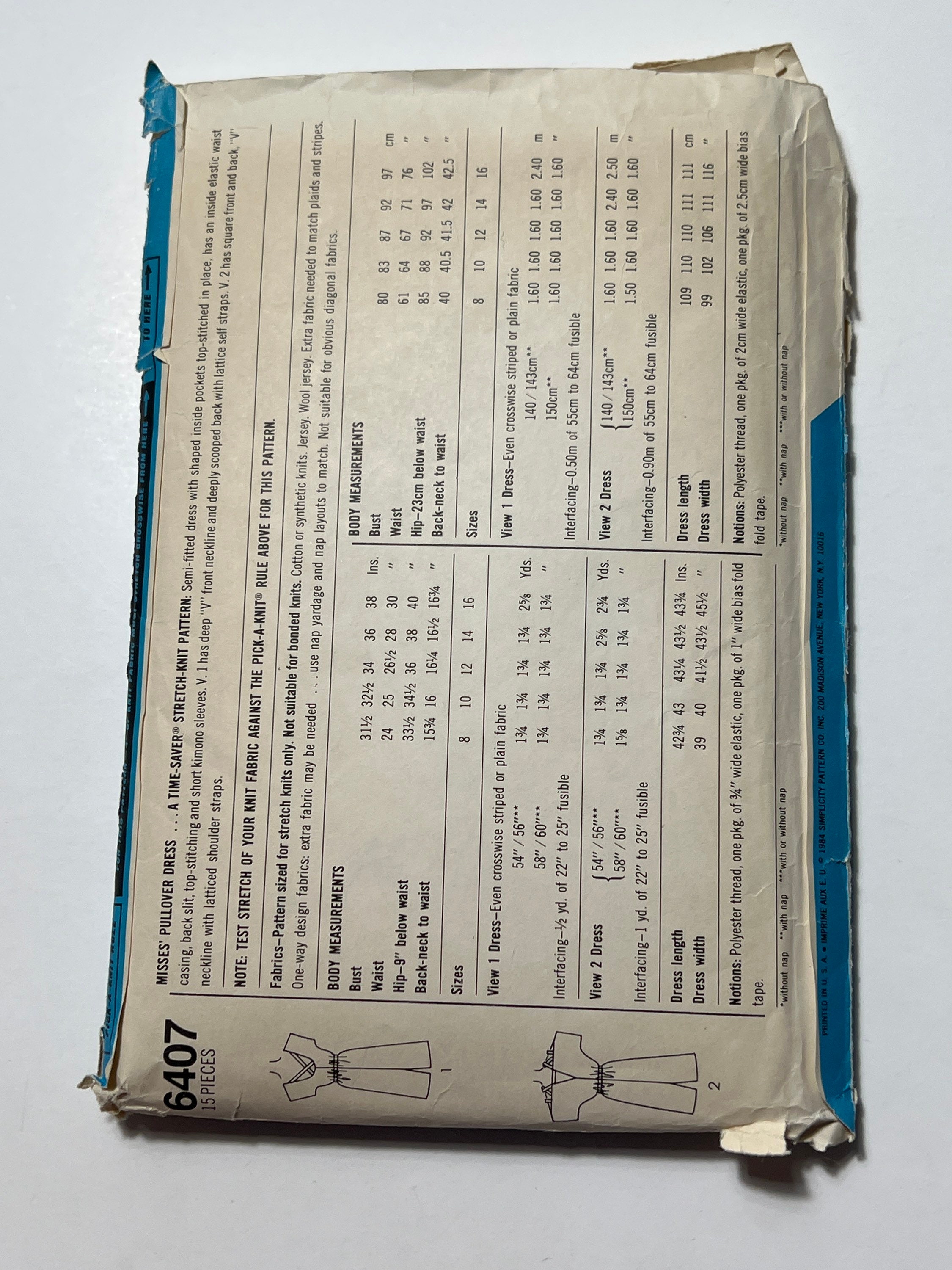 80s Misses Pullover Dress Pattern for Stretch Knit Fabrics, Dress With ...