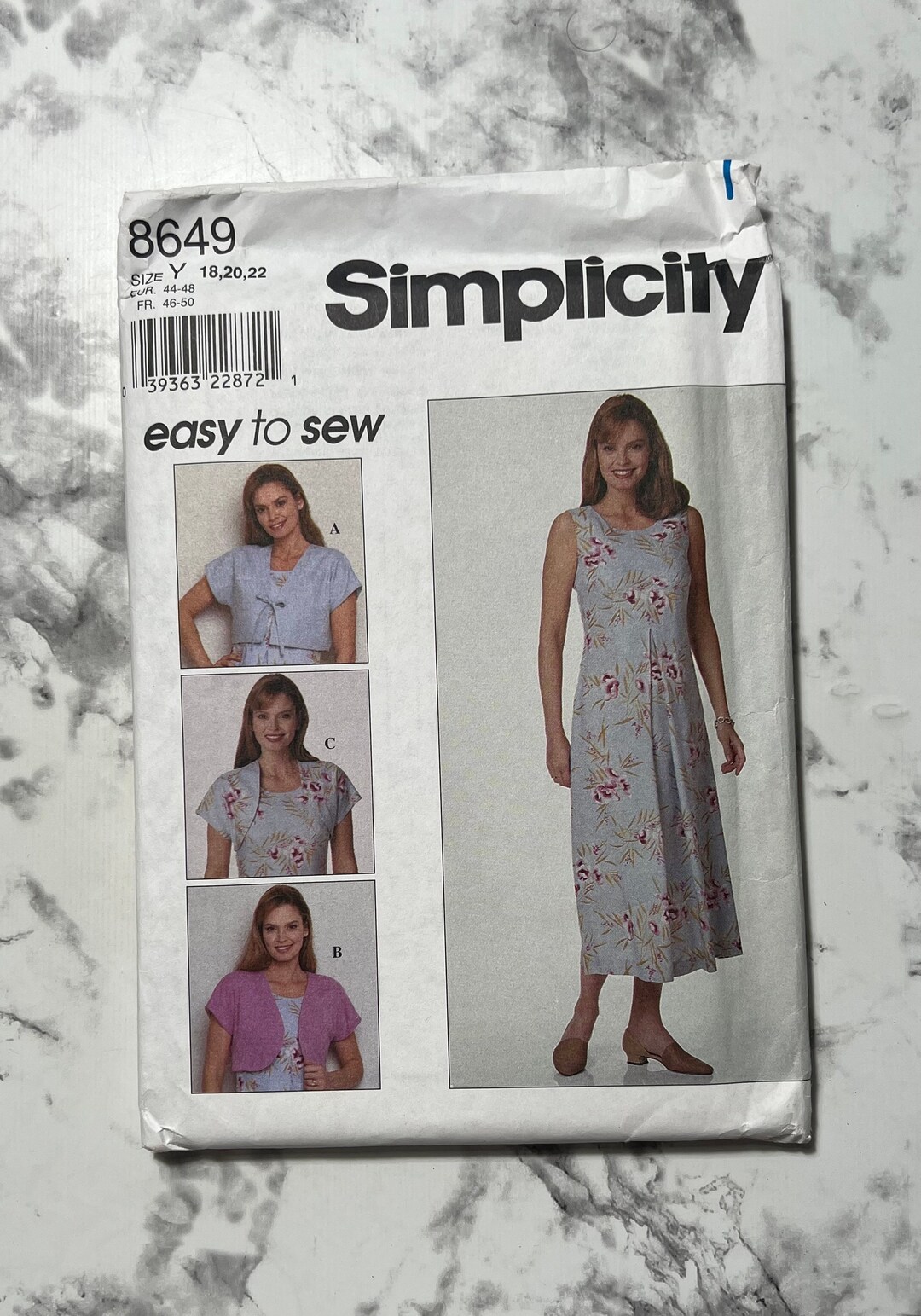 90s Easy to Sew Misses Jacket and Dress Pattern, Sleeveless Dress and ...