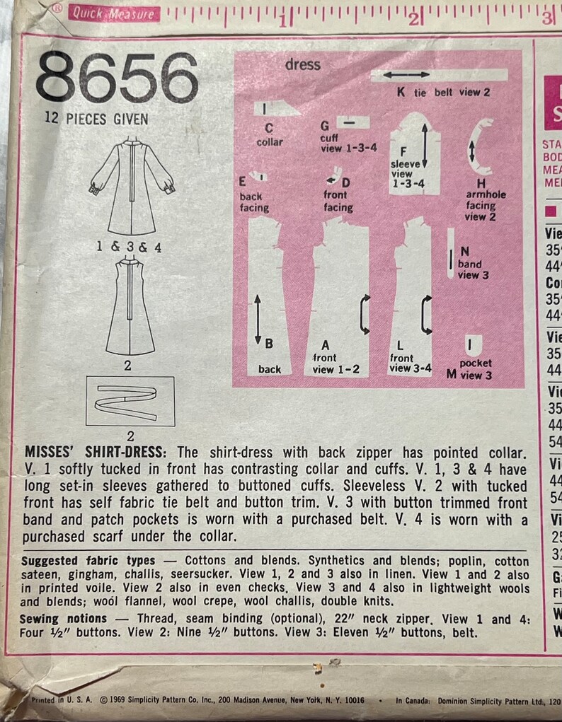 60s Misses' Shirt Dress Pattern, Long Sleeve or Sleeveless Collared ...