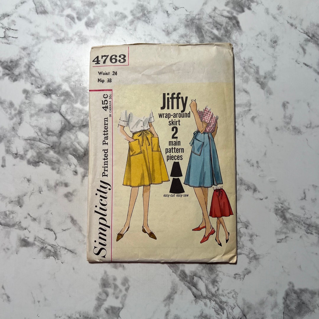 60s Jiffy Wrap Around Skirt Pattern, Easy to Sew Flared A Line Wrap ...