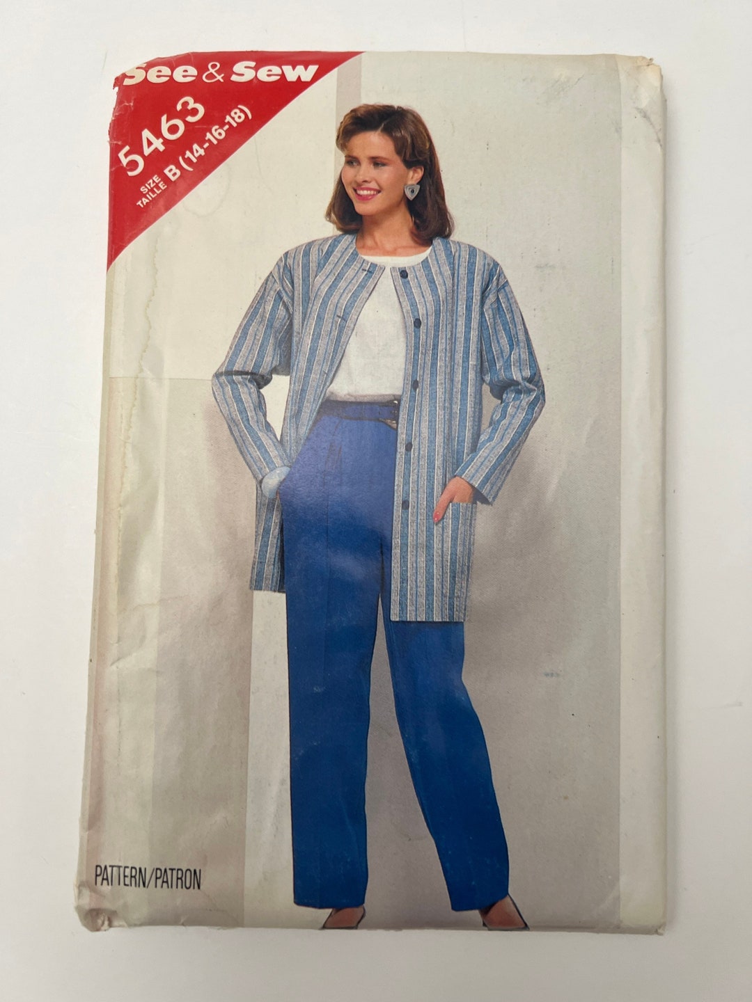 80s Misses Jacket and Pants Pattern, Collarless Blazer W/ Buttons and ...