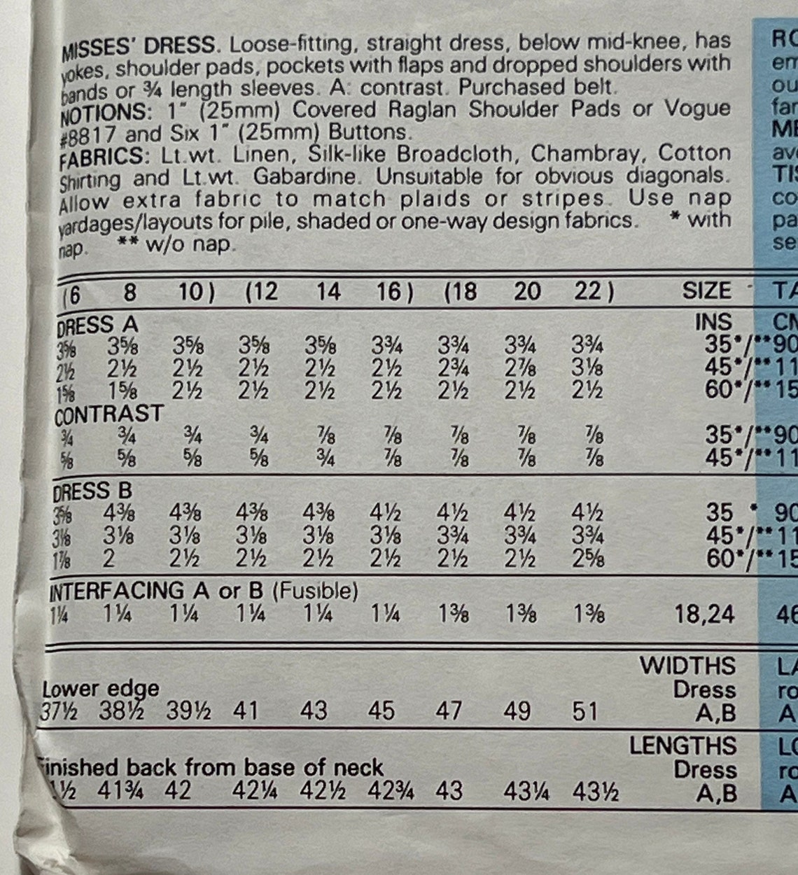 80s Very Easy Misses Dress Pattern, Loose Fitting Dress With Patch ...