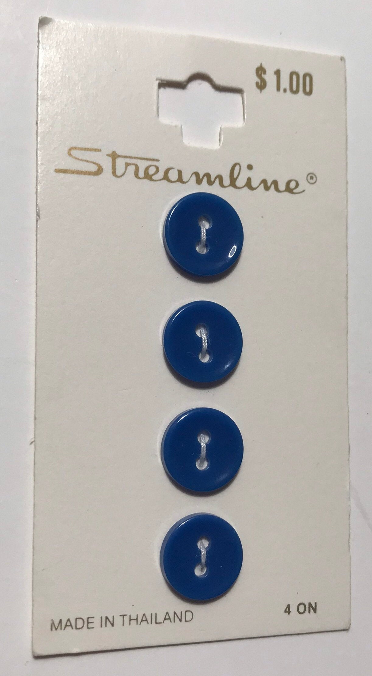 Vintage Set of 4 Small Round Streamline Buttons on Card, Small Plastic ...