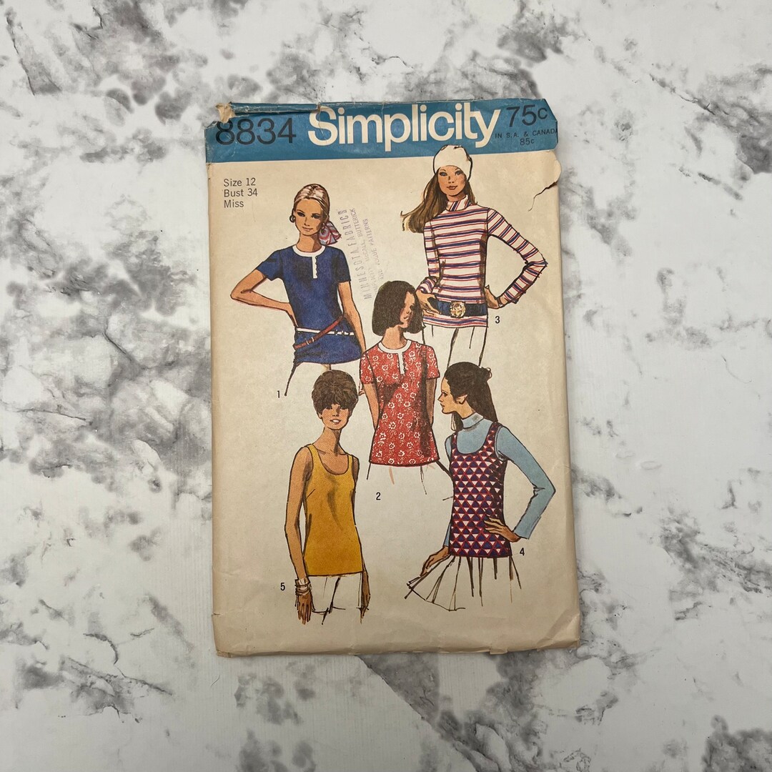 70s Misses' Blouses and Tank Top Pattern, Casual Women's Shirt Pattern ...