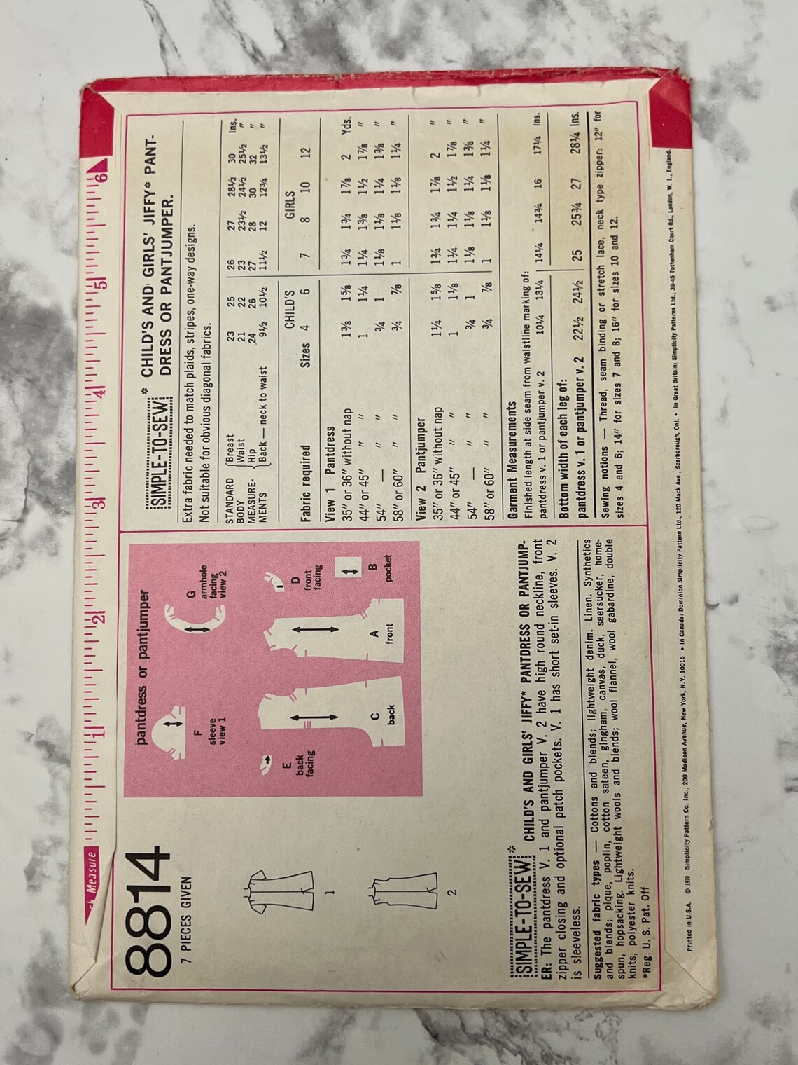 70s Simple to Sew Childs and Girls Jiffy Pant Dress or Pant Jumper ...