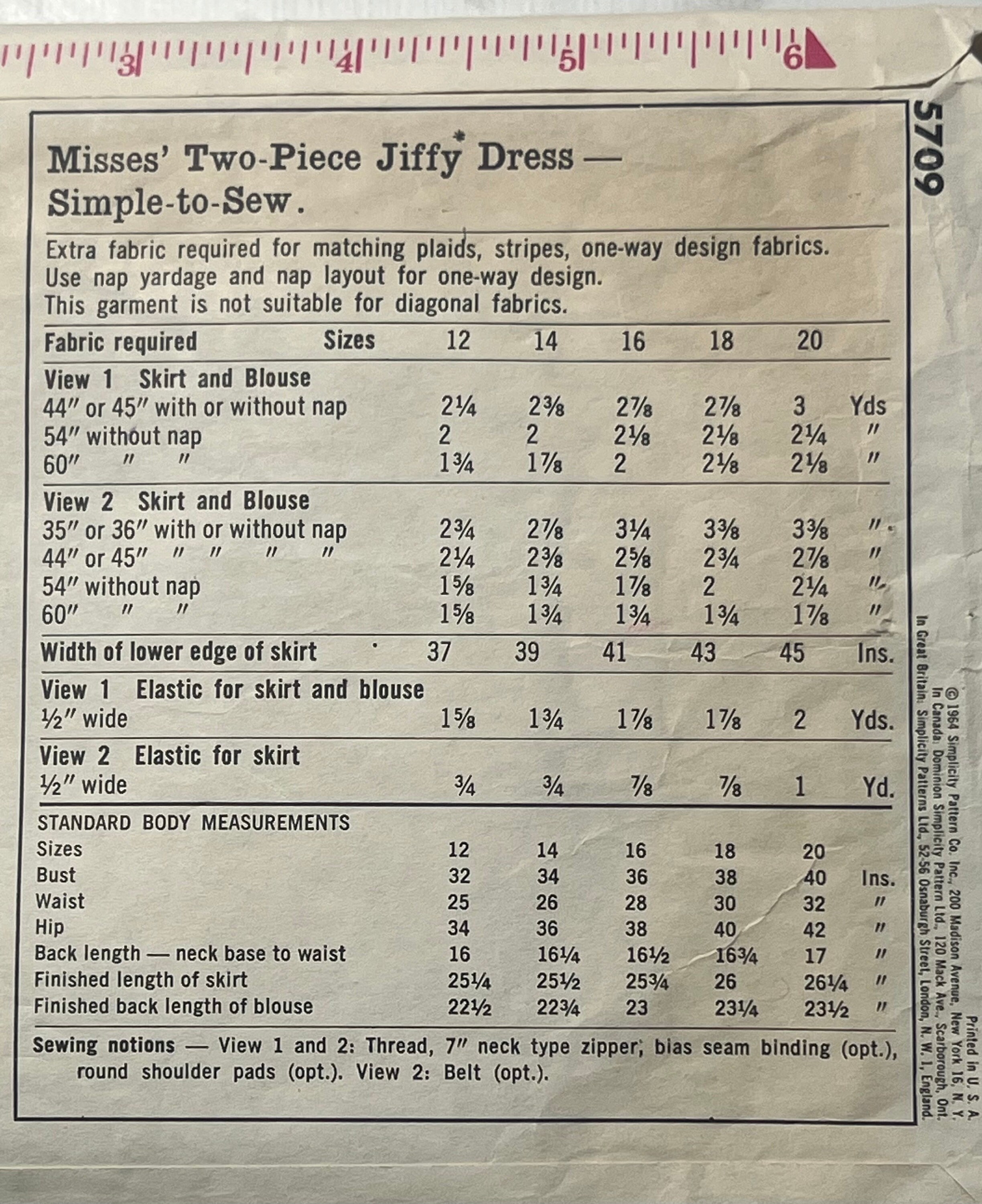 60s Misses' Two-piece Jiffy Dress Pattern, Blouse With Short or Elbow ...