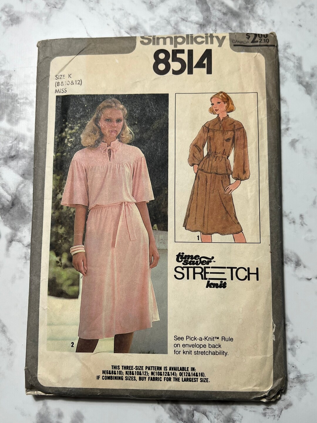 70s Misses Pullover Two Piece Dress and Tie Belt Pattern, Loose Fitting ...