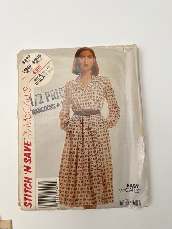 Late 80s Shirt Dress Pattern Collared Dress With Pockets - Etsy