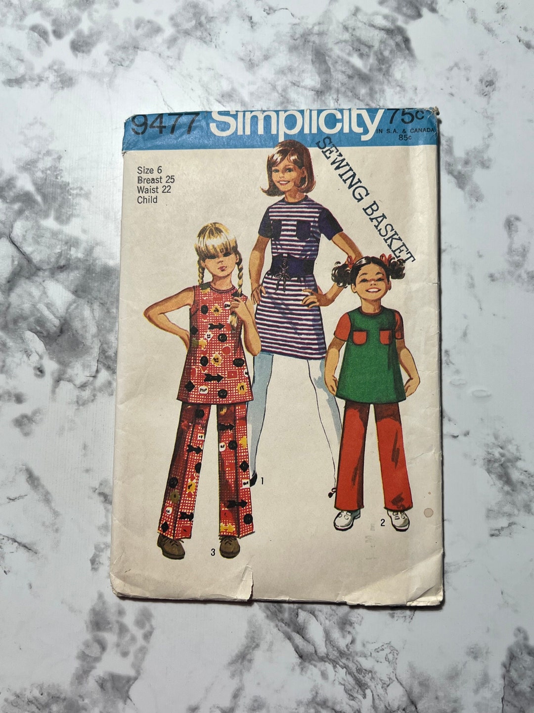 70s Child's and Girl's Dress or Tunic, Pants, and Belt Pattern, Shirt ...