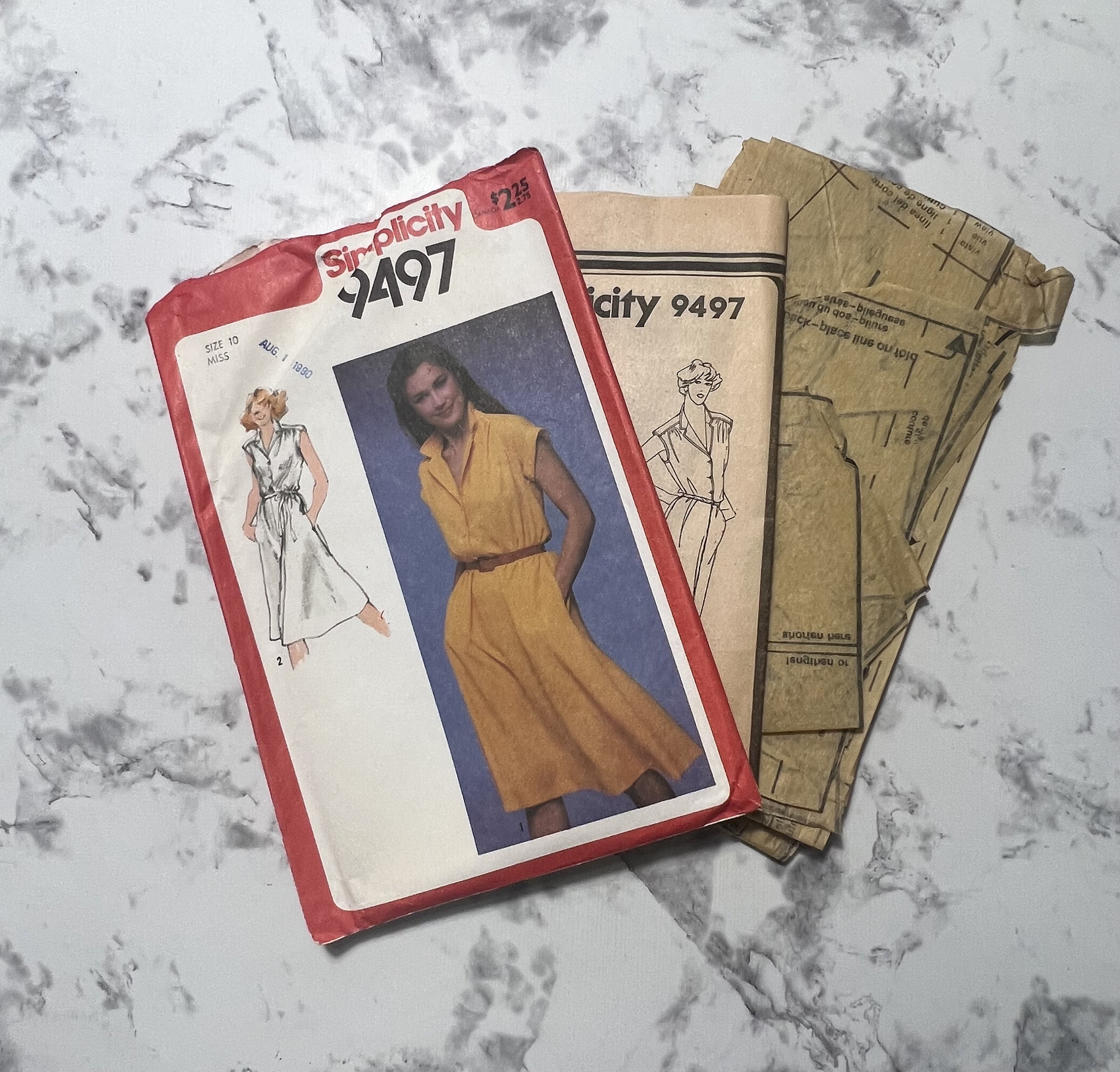 80s Misses' Easy-fitting Dress Pattern, Sleeveless Collared Shirt Dress ...