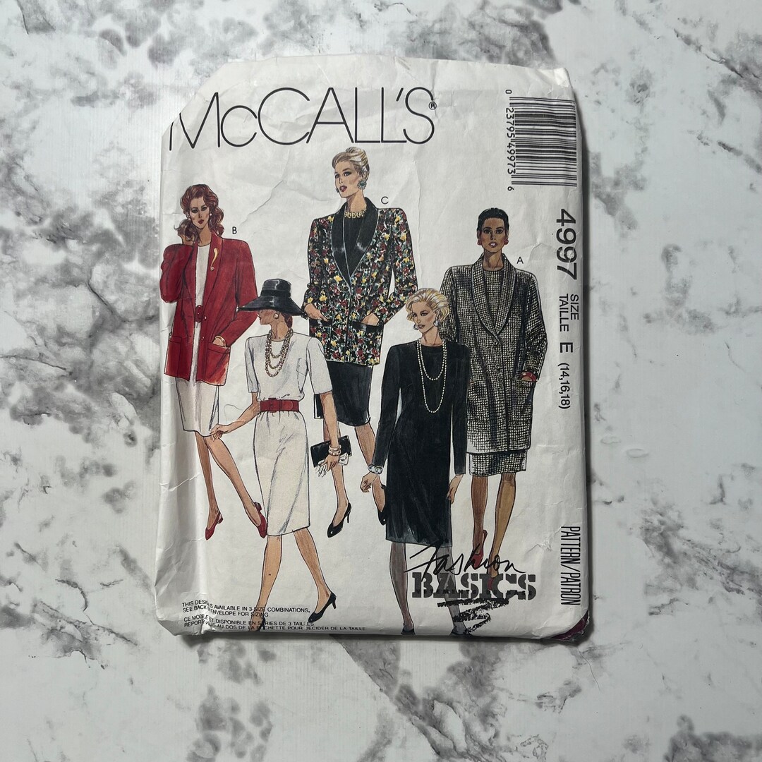 90s Fashion Basics, Misses' Unlined Jacket in 2 Lengths and Dress ...