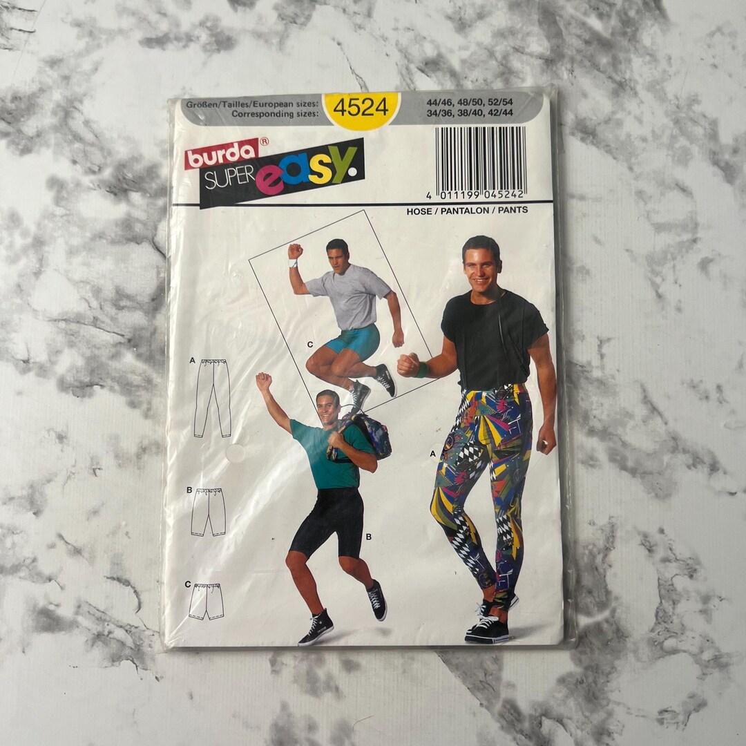 90s Super Easy Men's Spandex Shorts or Leggings Pattern, Simple to Sew ...