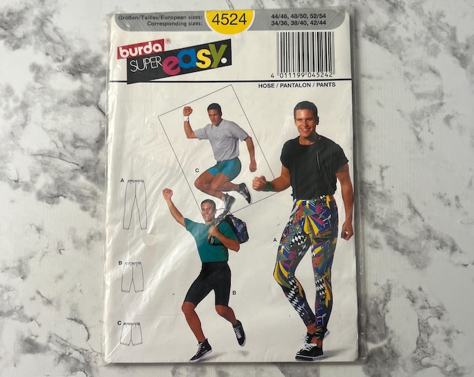 90s Super Easy Men's Spandex Shorts or Leggings Pattern, Simple to Sew ...