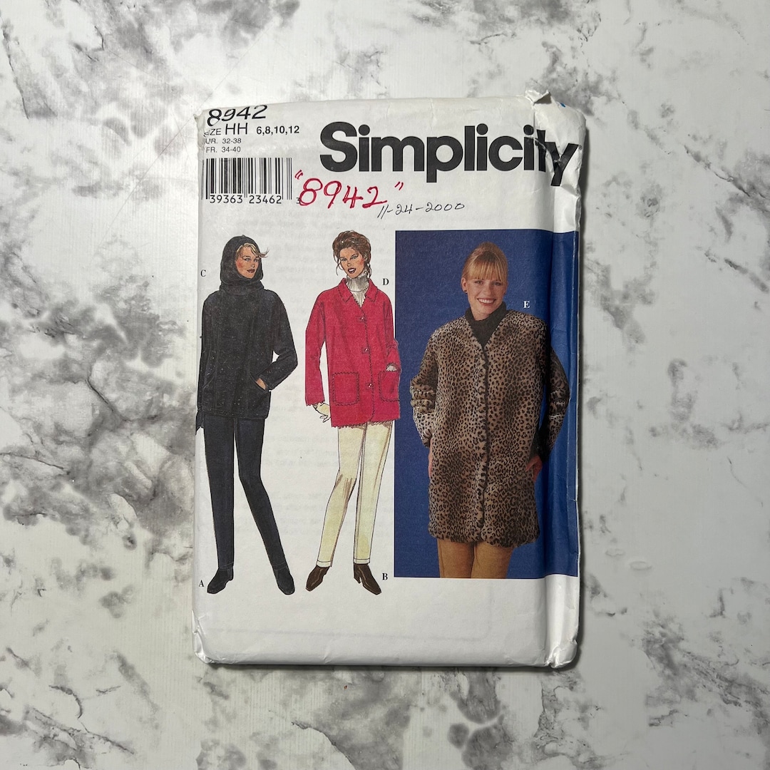 90s Misses' Top, Jacket, and Knit Pants Pattern, Loose Fitting Button ...