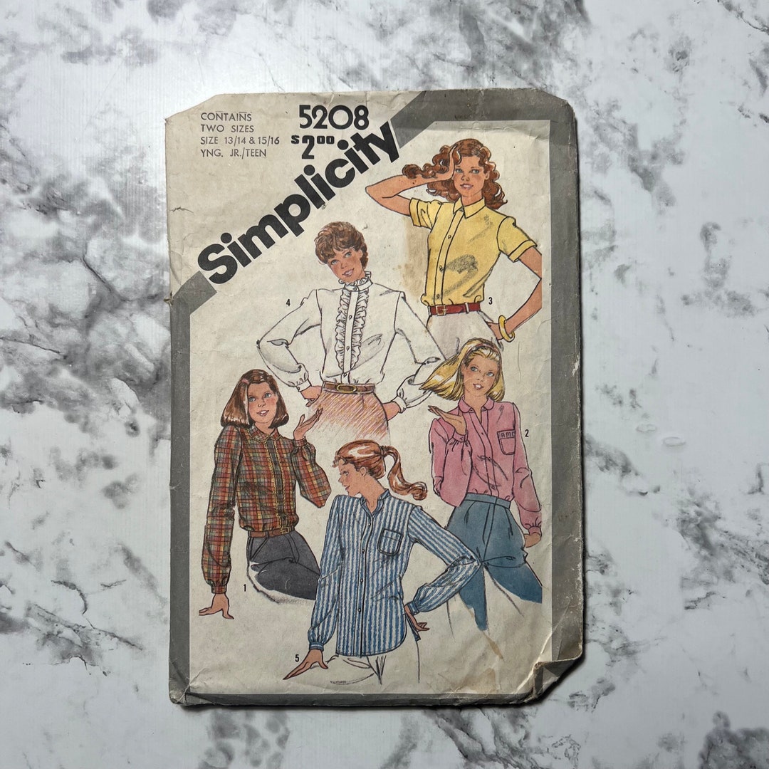 80s Young Junior/teens' Set of Shirts Pattern, Long or Short Sleeve ...