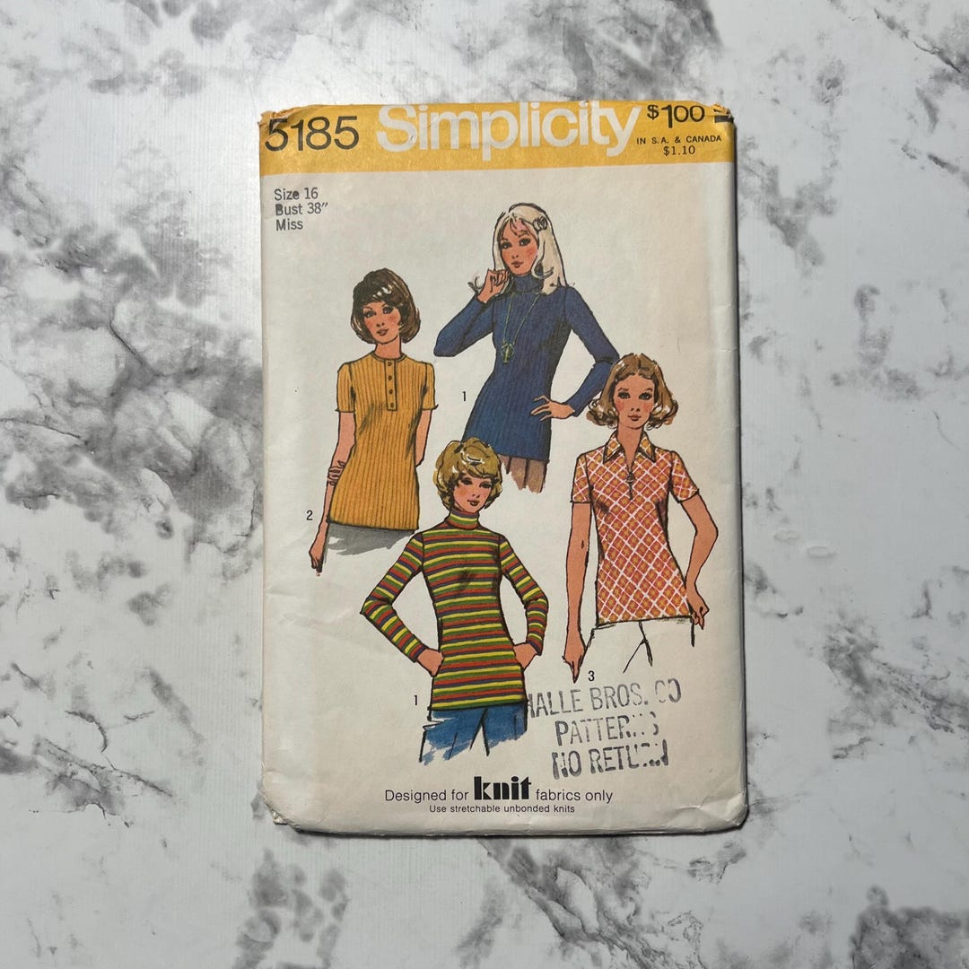 70s Misses' Set of Tops Pattern, Long or Short Sleeve Shirt Pattern ...