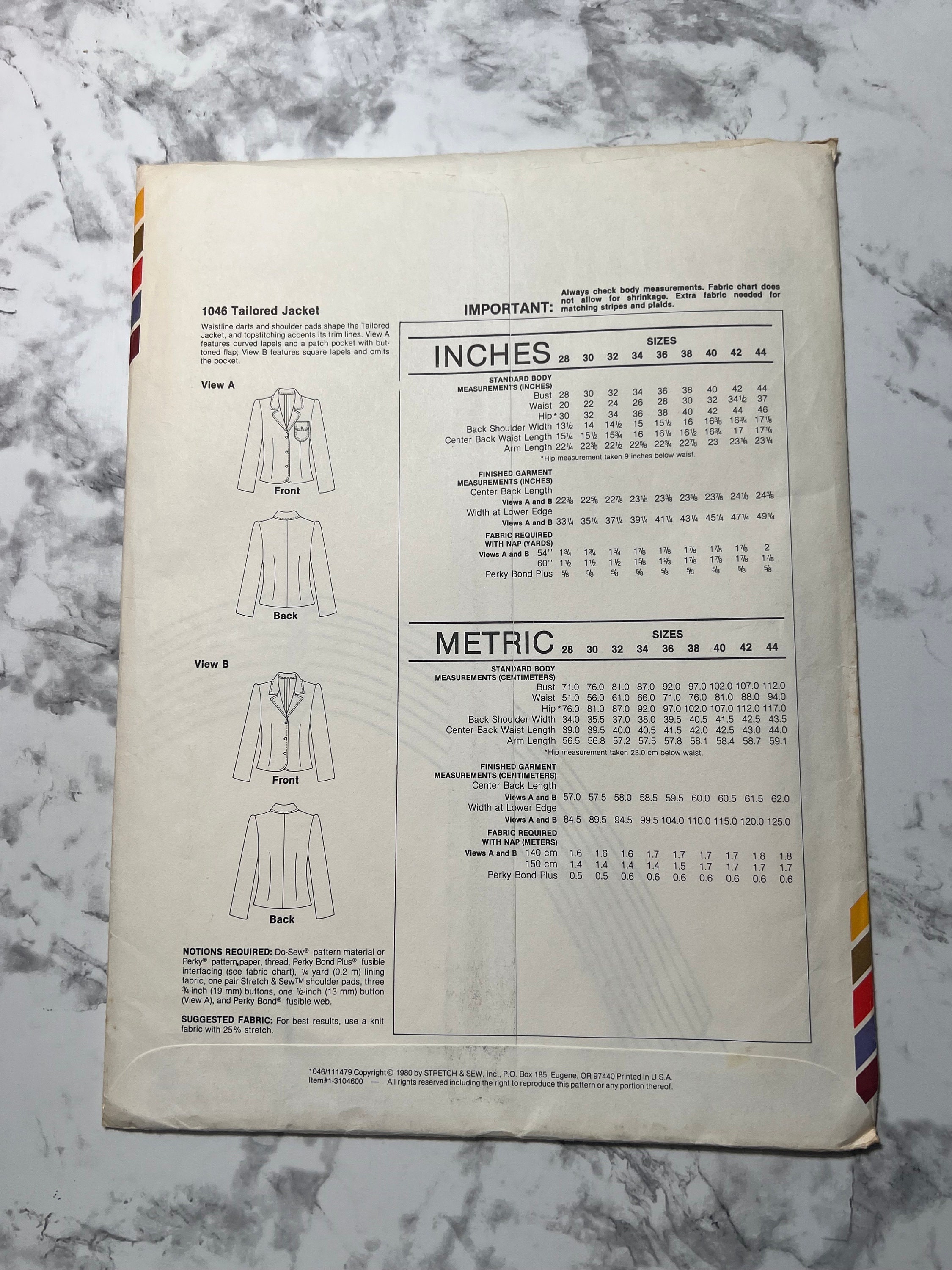 80s Tailored Jacket Pattern, Women's Fitted Button Front Blazer Pattern ...