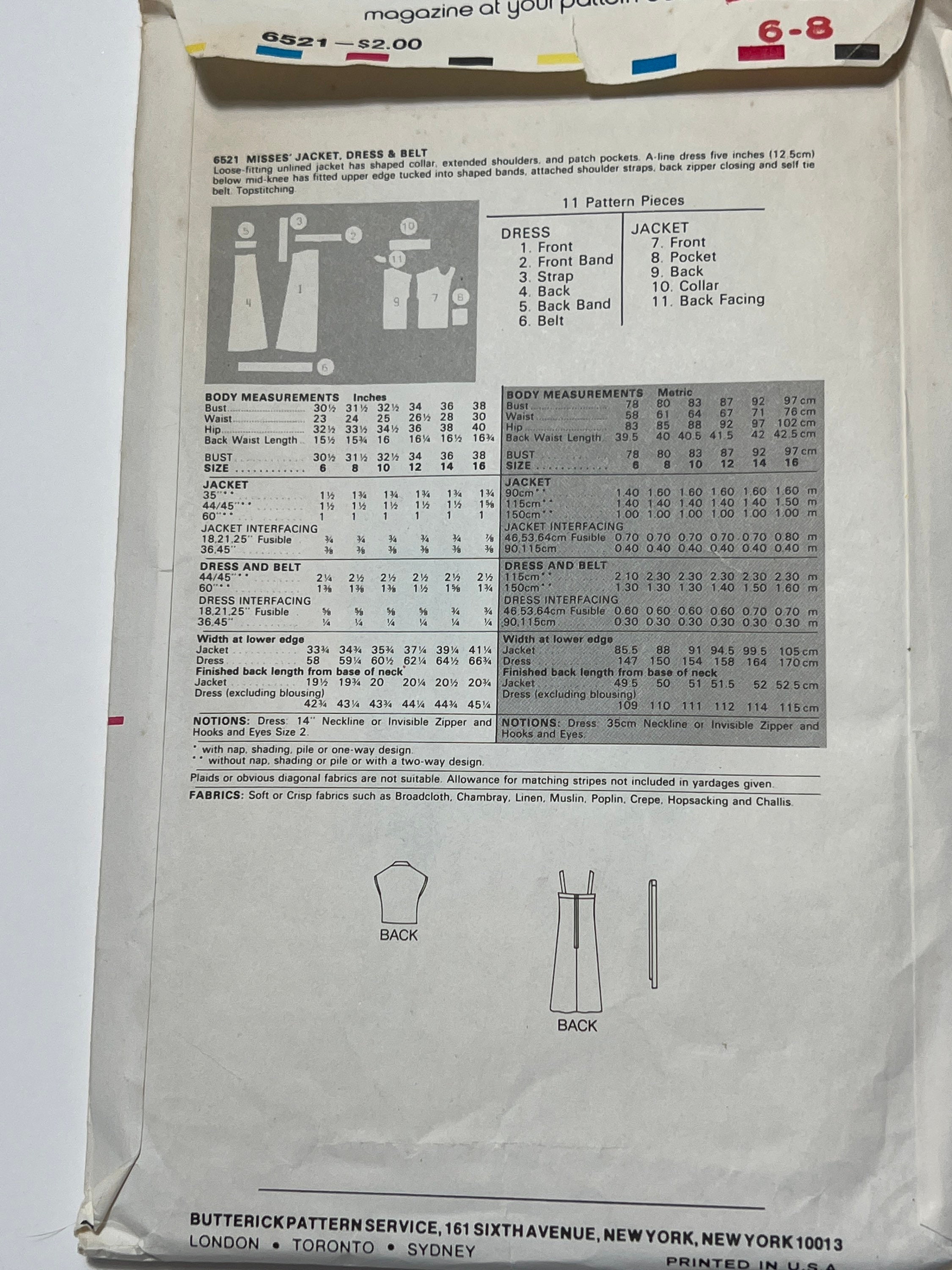 70s Easy Dress and Matching Jacket, Butterick 6521 and 6522, Simple ...