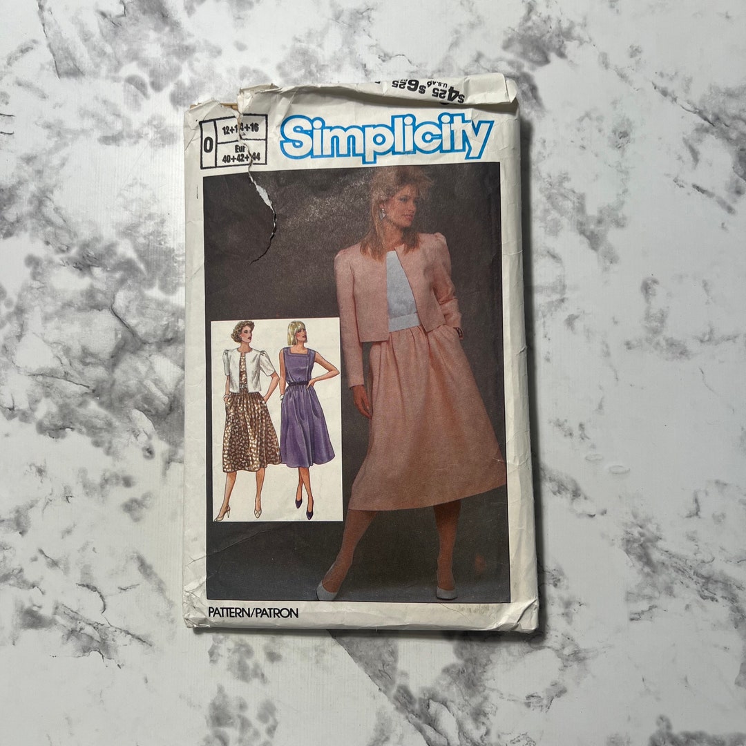 80s Misses Easy to Sew Dress and Unlined Jacket Pattern, Simple to Sew ...