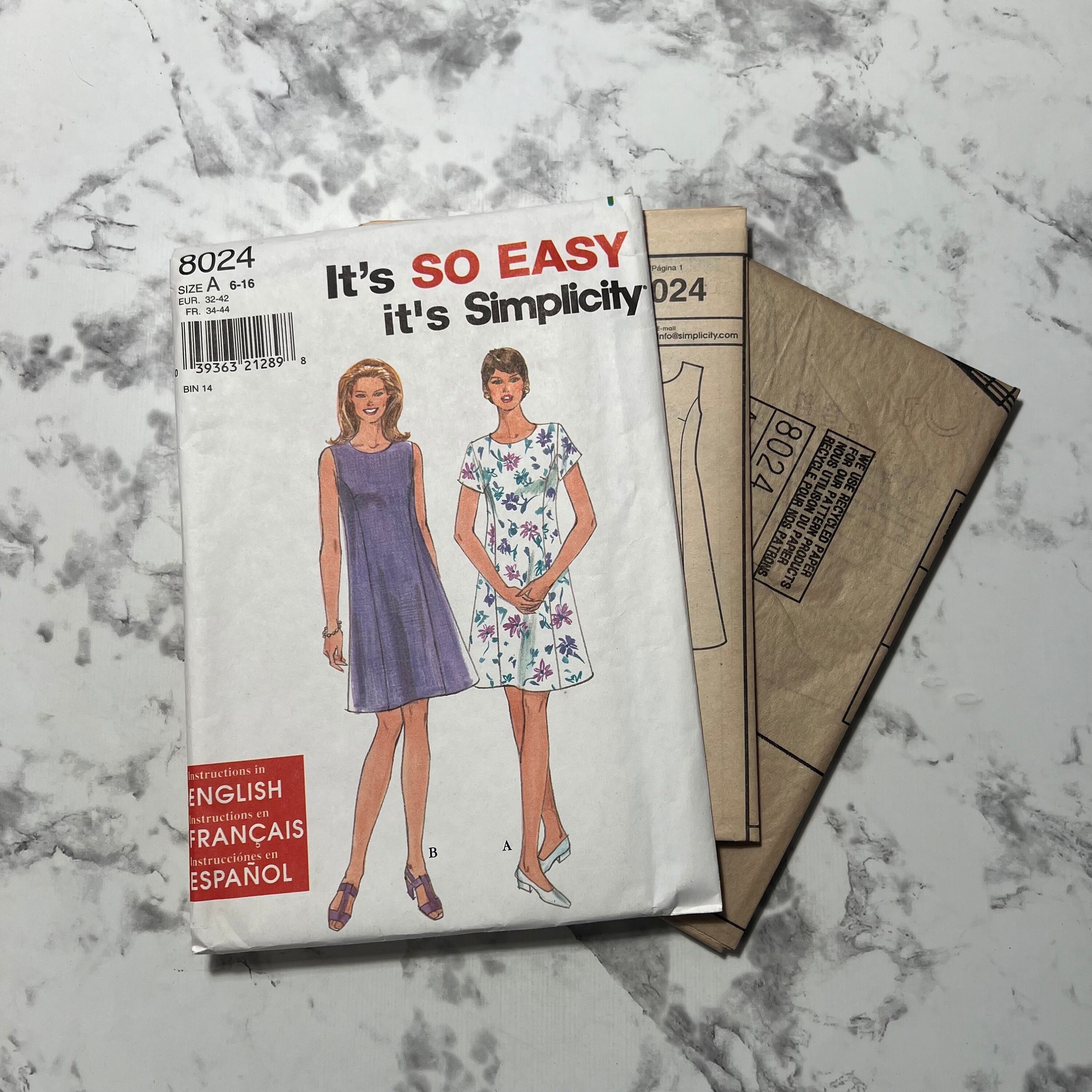 90s Easy Misses'/miss Petite Dress Pattern, Sleeveless or Short Sleeve ...