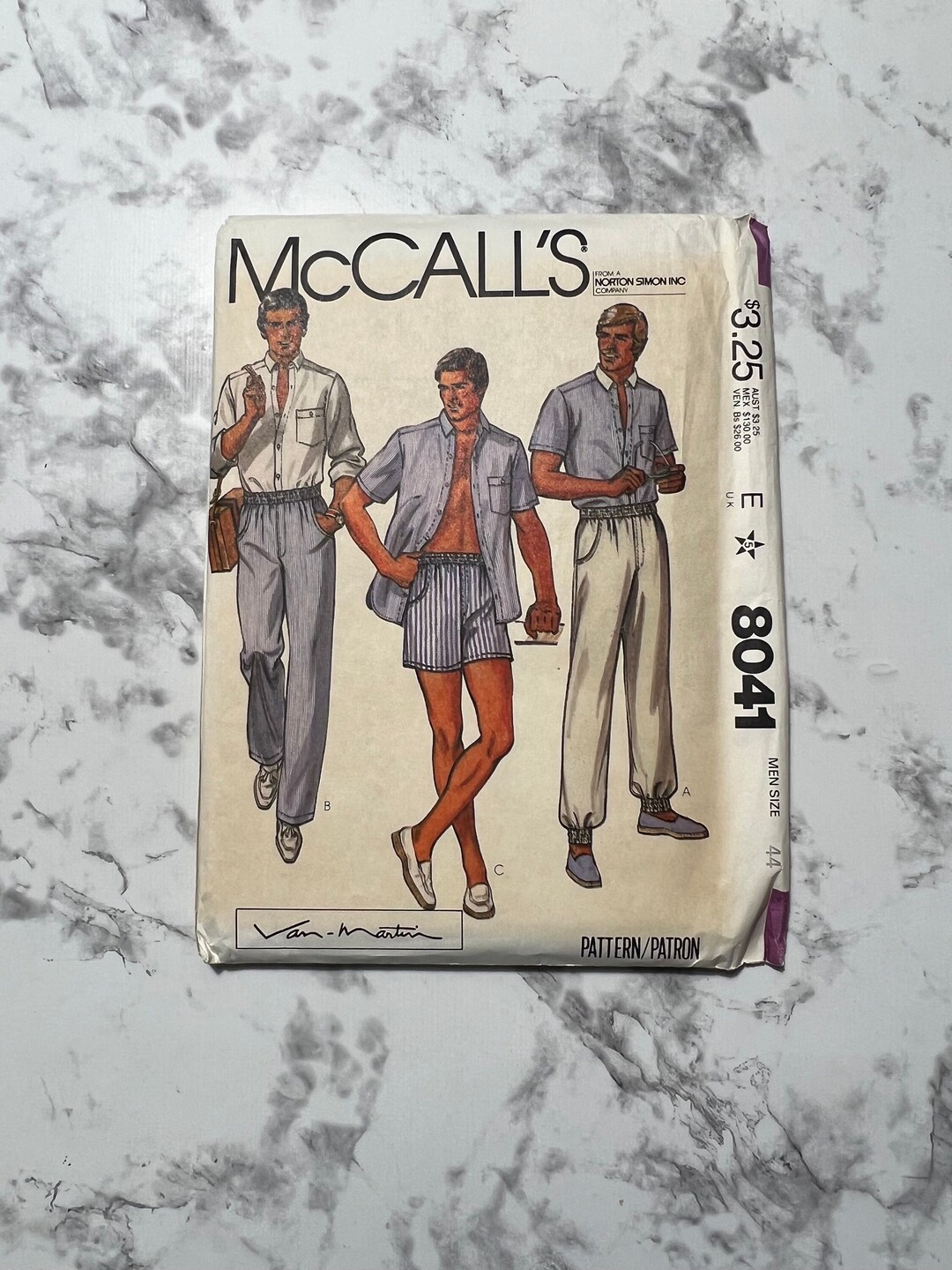 80s Men's Shirt, Pants, and Shorts Pattern, Van Martin, Collared Button ...
