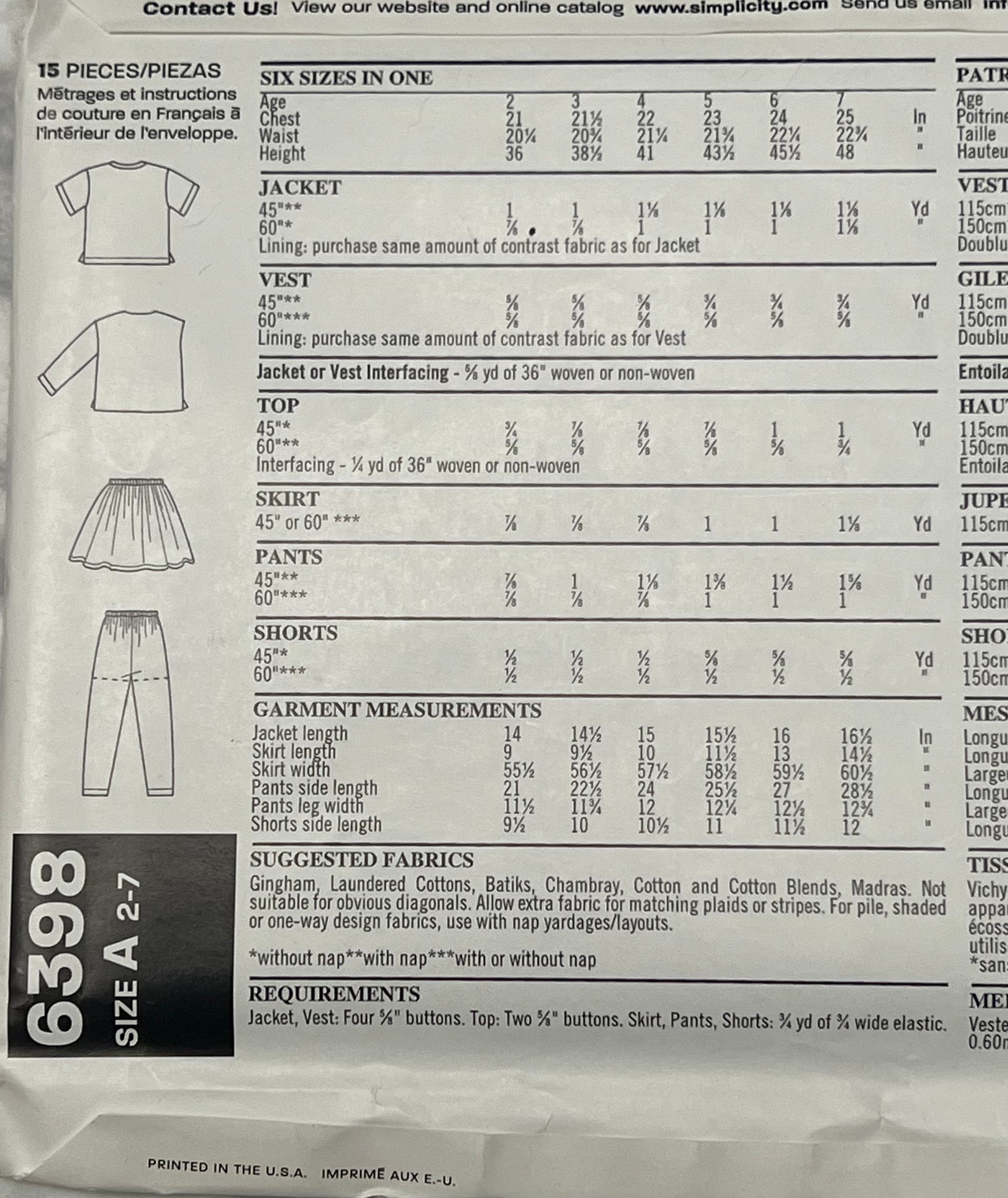Early 2000s Kids Shirts, Skirt, Pants, Vest, and Shorts Pattern, Unisex ...