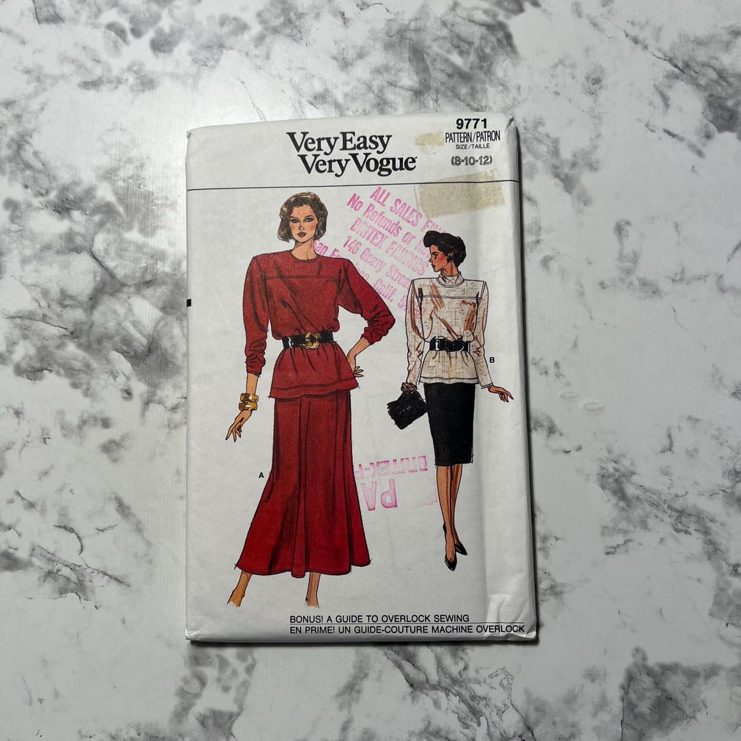 80s Very Easy Misses' Top and Skirt Pattern, Knee or Midi Length Skirt ...