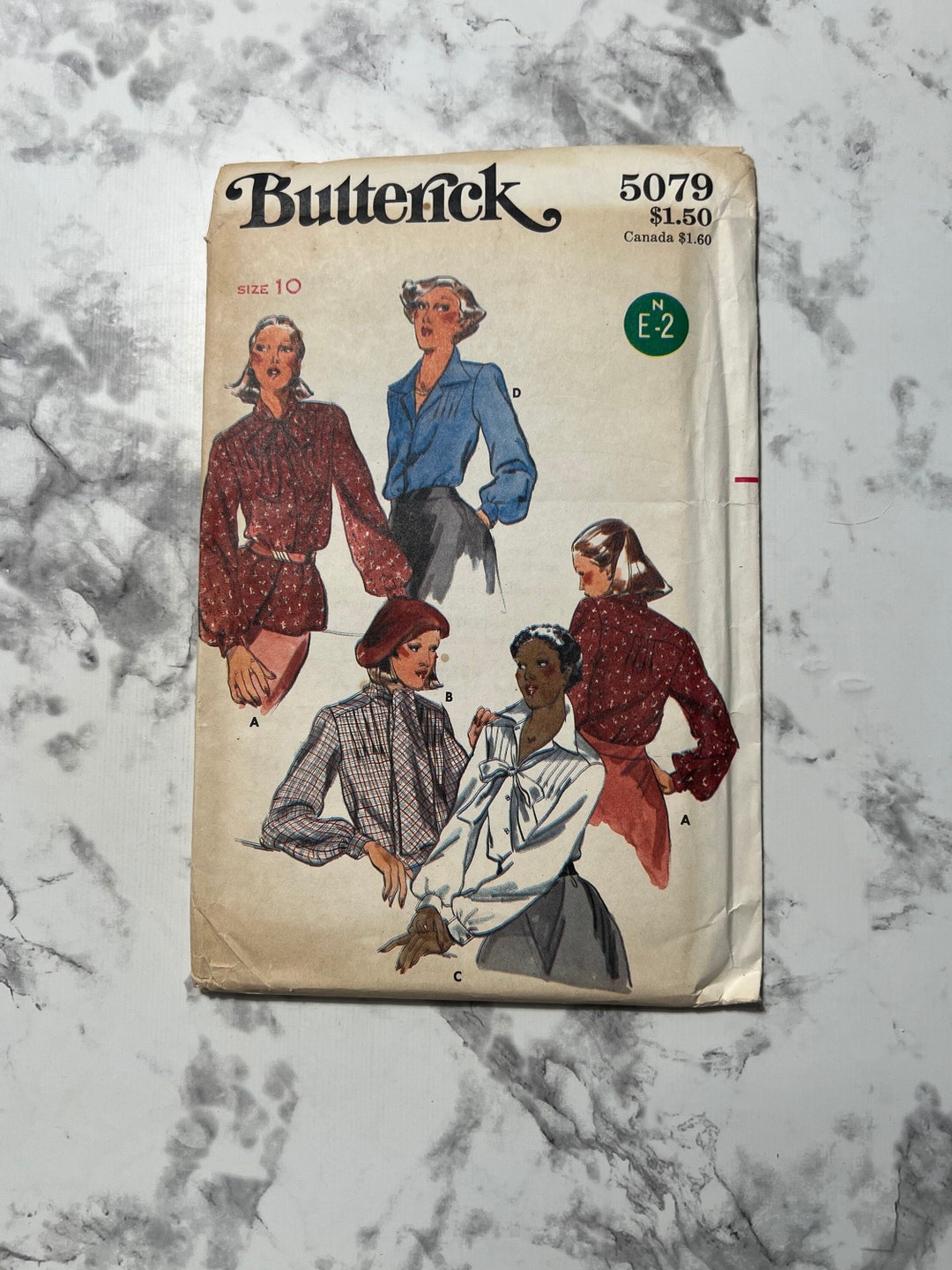 70s Misses Blouses Pattern, Loose Fitting Long Sleeve Collared Button ...