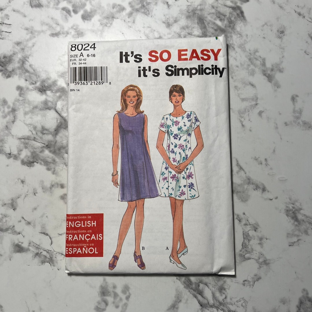 90s Easy Misses'/miss Petite Dress Pattern, Sleeveless or Short Sleeve ...