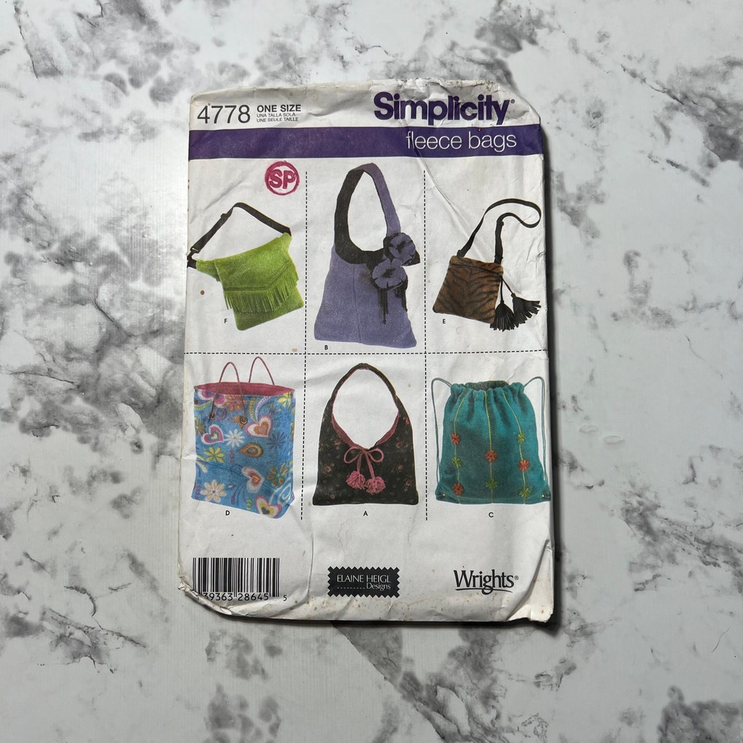 Early 2000s Fleece Bags Pattern, Small and Medium Purses Pattern ...