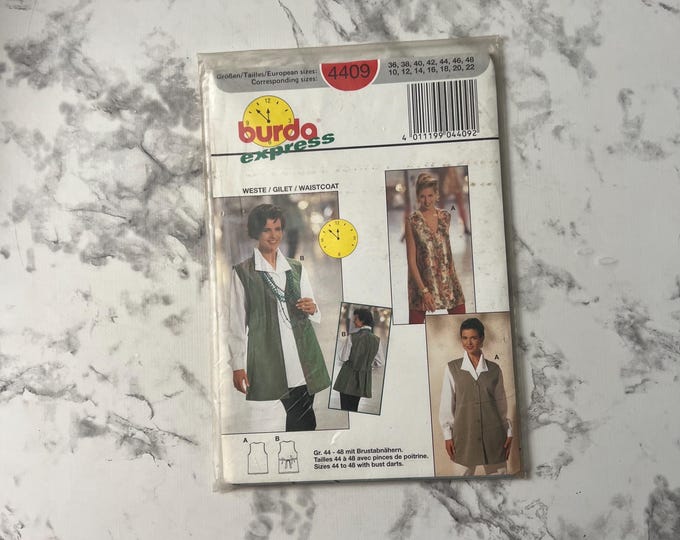 90s Easy to Sew Misses' Set of Lined Vests Pattern, Simple to Make ...