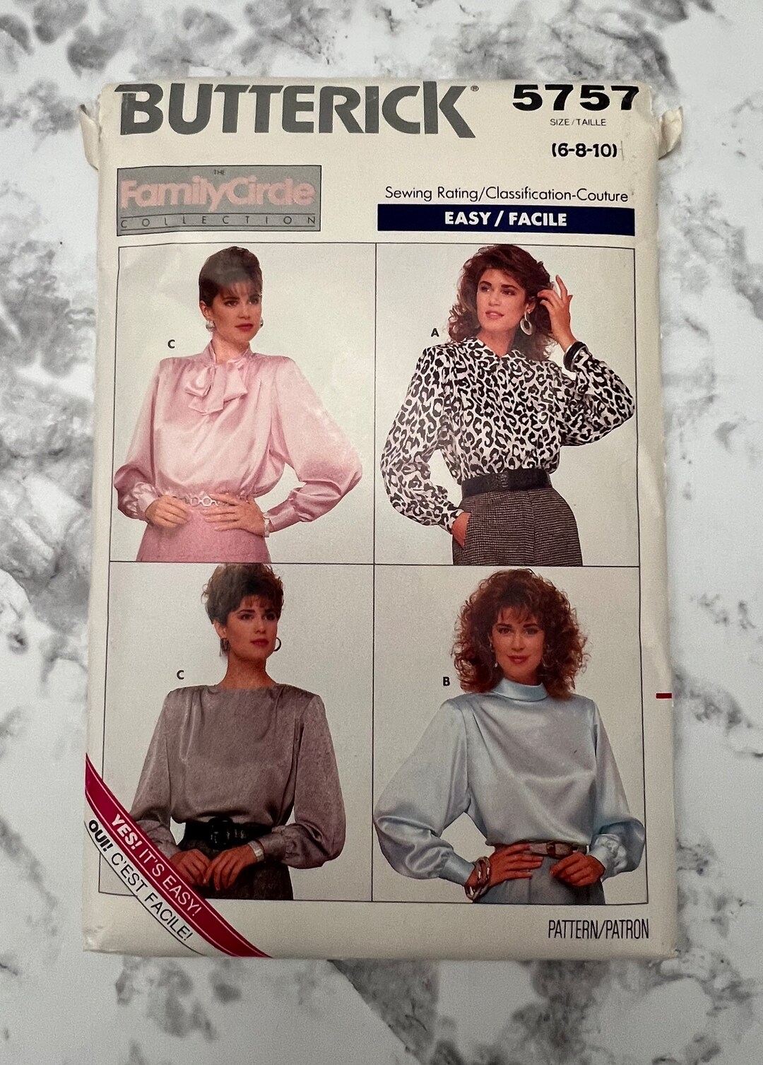 80s Easy Misses Blouse Pattern, Family Circle Collection, Loose Fitting ...