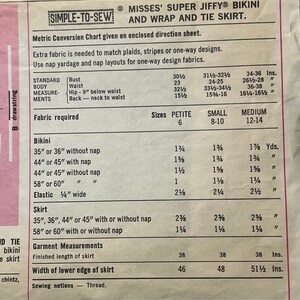 70s Misses Super Jiffy Bikini and Wrap and Tie Skirt Pattern, Simple to ...