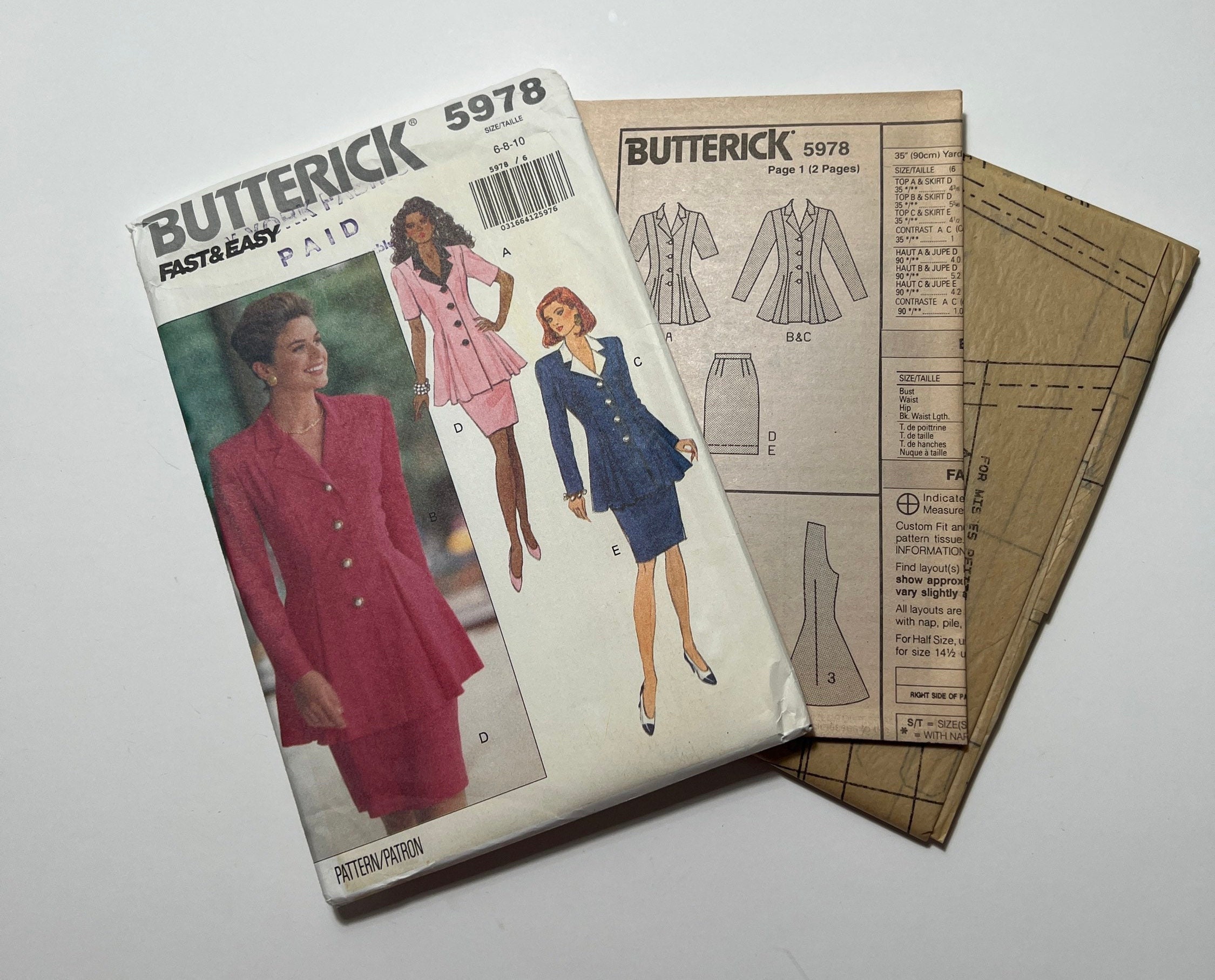 90s Women's Skirt Suit Pattern, Fast and Easy Blazer and Pencil Skirt ...