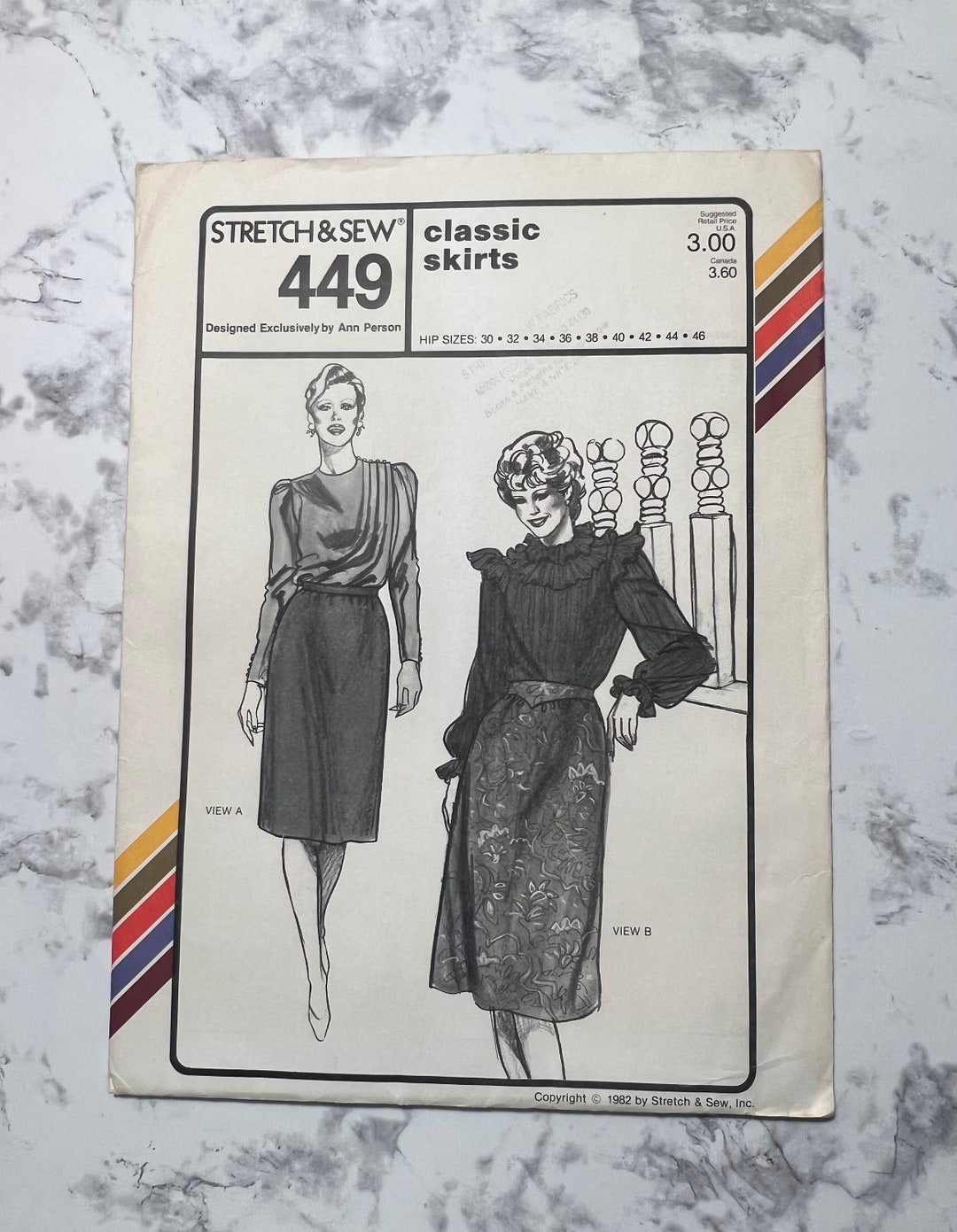 80s Classic Skirt Pattern, Loose Fitting High Waisted Knee Length ...