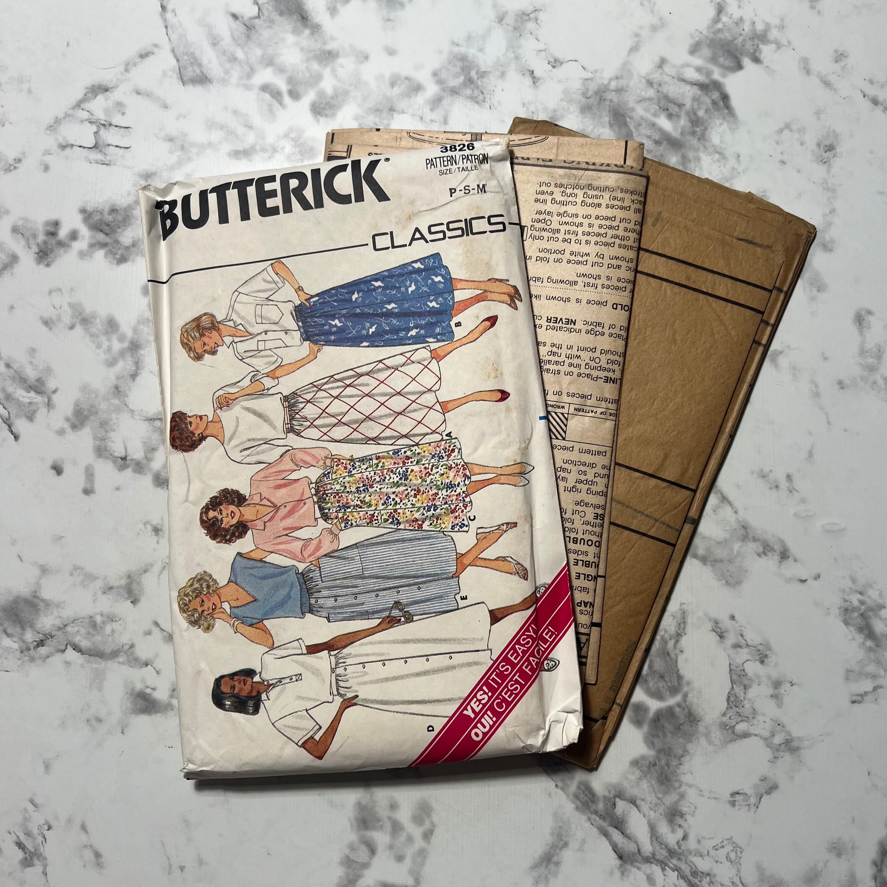 80s Yes It's Easy Misses' Skirt Pattern, Easy to Sew Button Front Midi ...