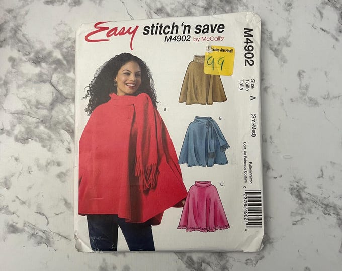 Easy Misses' Ponchos Pattern, Simple to Sew Collared Poncho Pattern ...