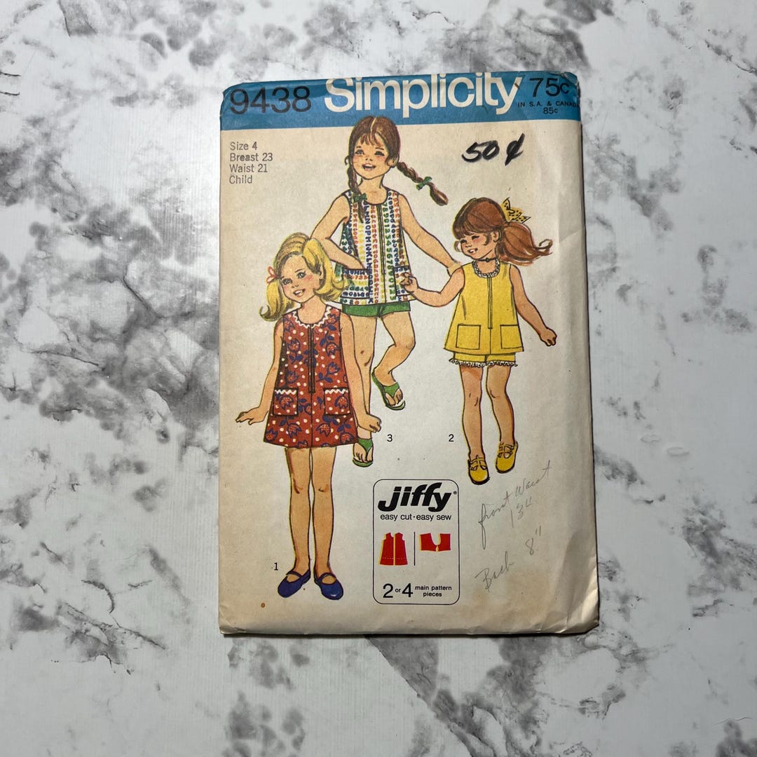 70s Simple to Sew Child's Jiffy Dress or Top & Shorts Pattern, Mini ...