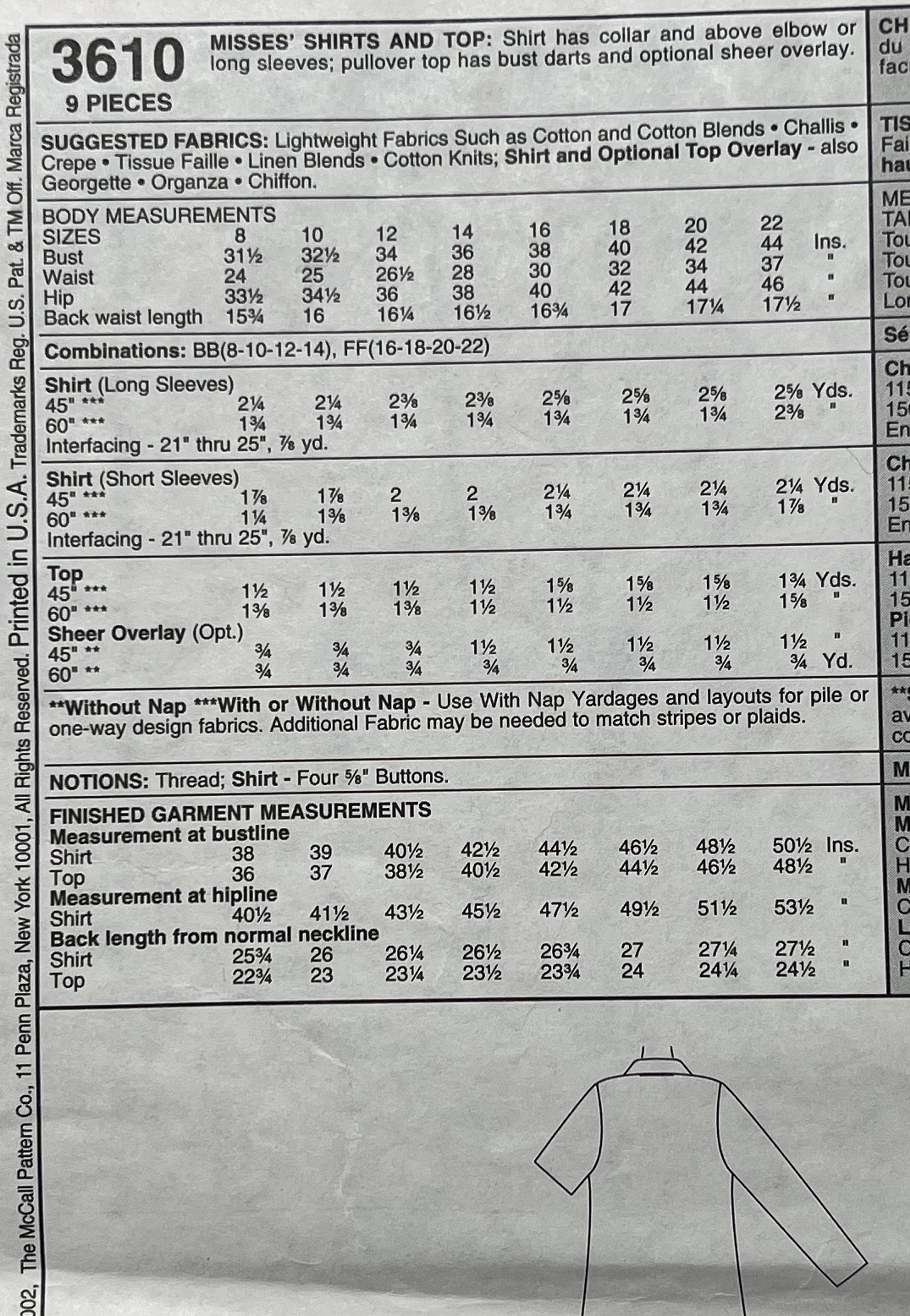 Early 2000s 8 Great Looks, 1 Easy Pattern, Misses Shirts and Top ...