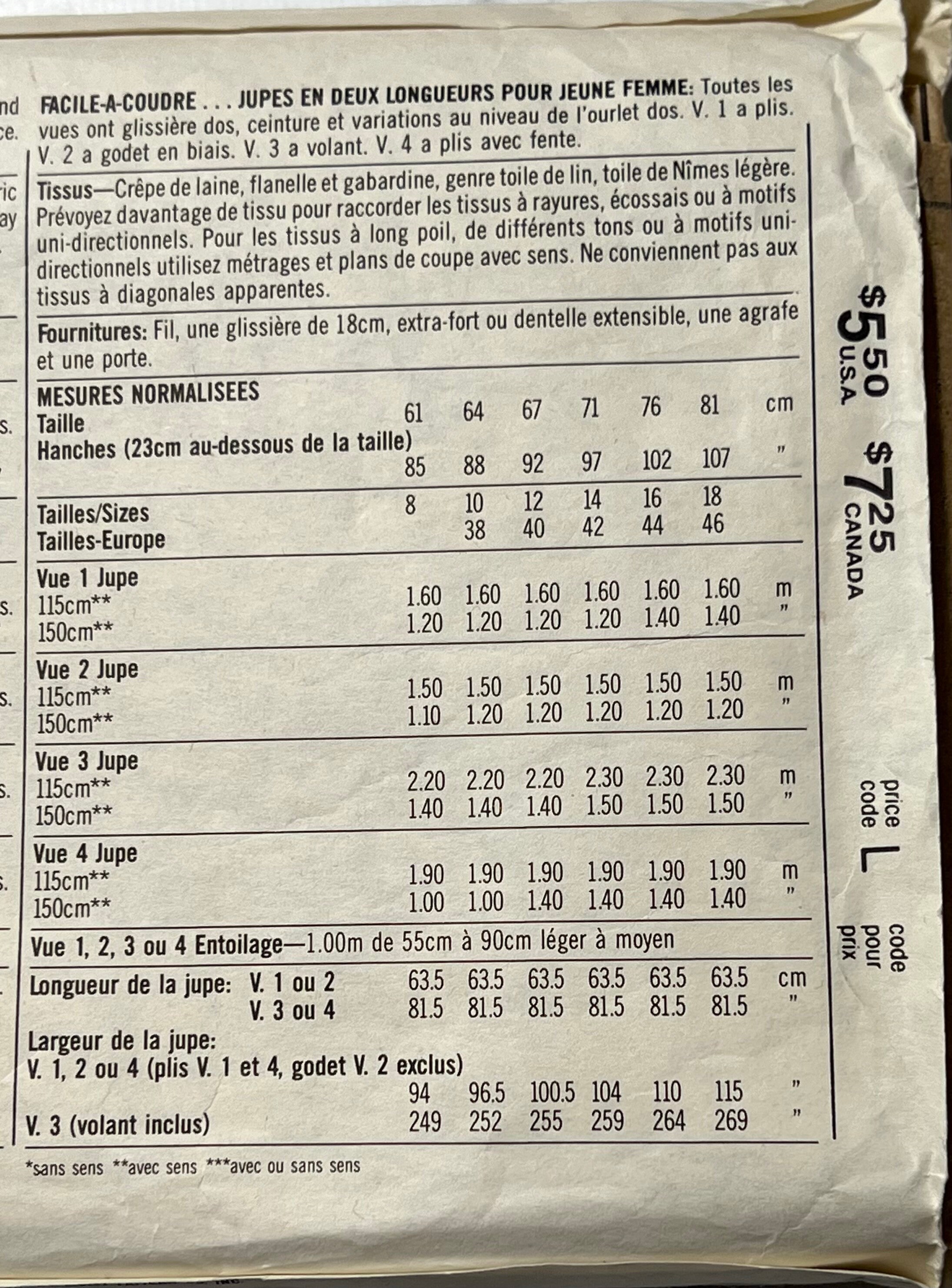 80s Misses Easy to Sew Skirts Pattern in 2 Lengths, Knee or Midi Length ...