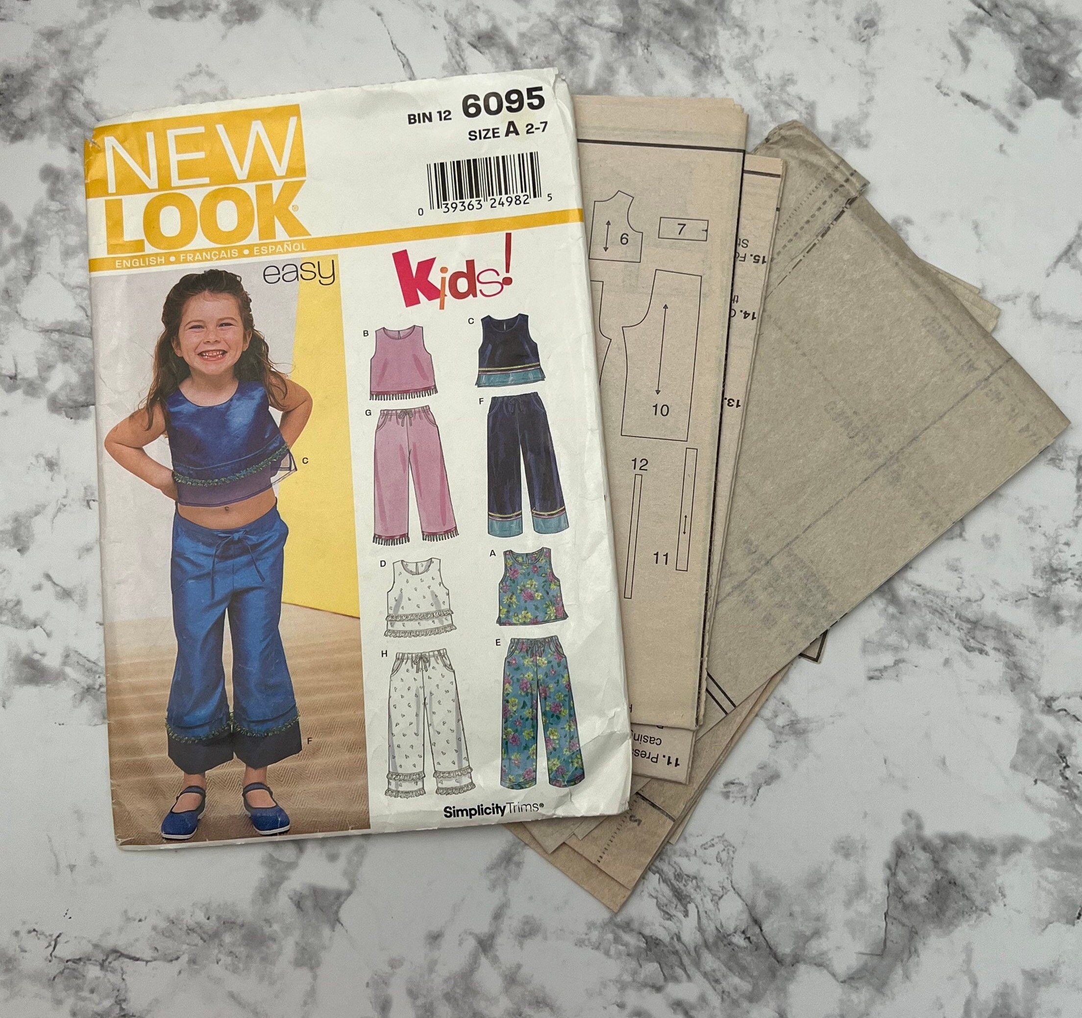 2000s Easy Childrens Top and Pants Pattern, Sleeveless Girls Shirt and ...