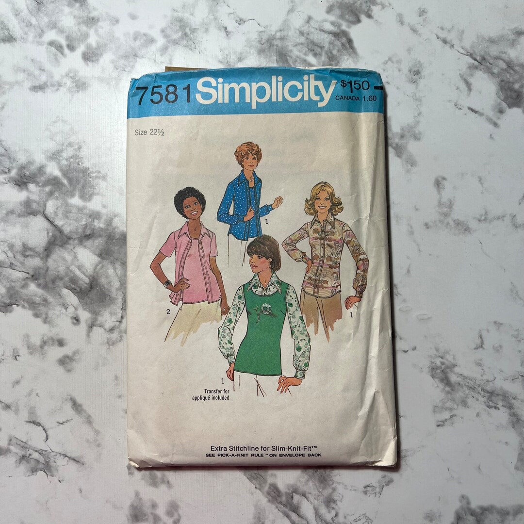 70s Blouse and Pullover Top Pattern With Special Stitchline for Knits ...