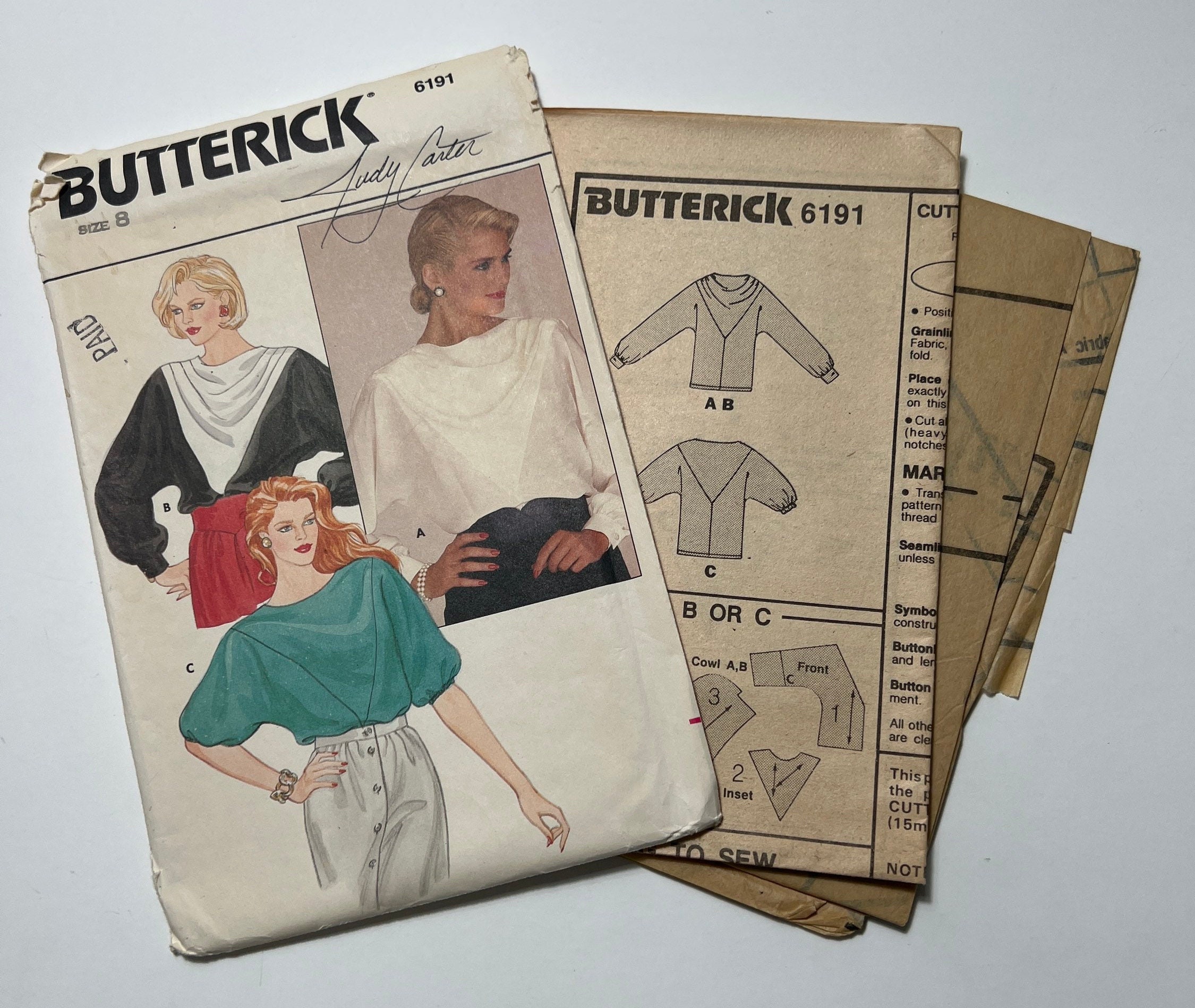 80s Misses Loose Fitting Blouse Pattern, Short or Long Sleeve Shirt ...