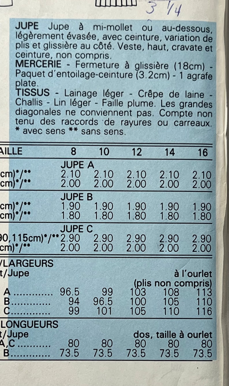 80s Misses Skirt Pattern, Slightly Flared High Waist Pleated Midi ...