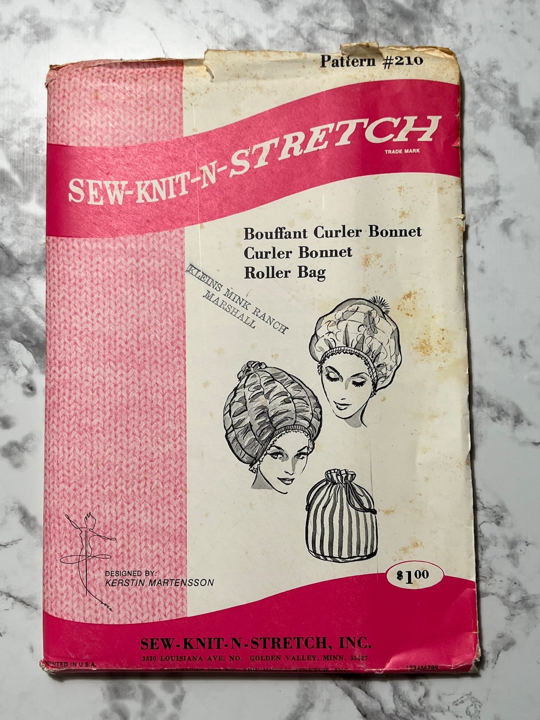 70s Bouffant Curler Bonnet, Curler Bonnet, and Roller Bag Pattern, Hair ...