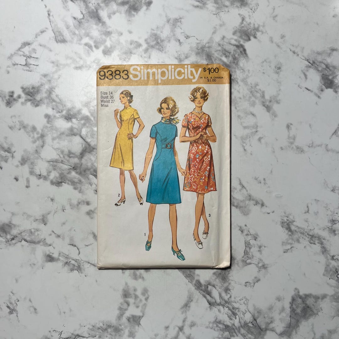 70s Dress Pattern With Two Necklines in Misses' and Half-sizes, Short ...